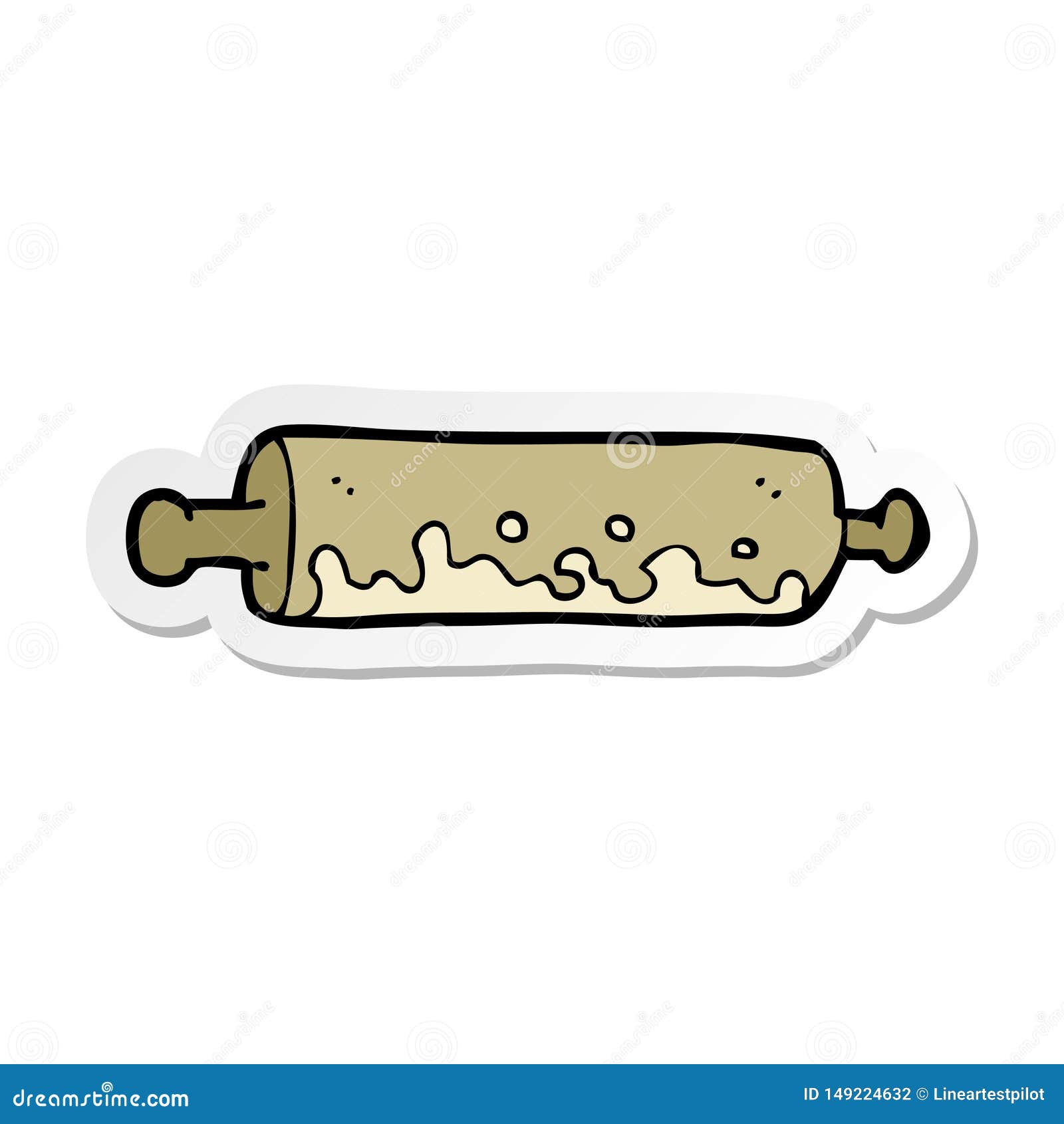 Sticker of a Cartoon Rolling Pin Stock Vector - Illustration of drawing ...
