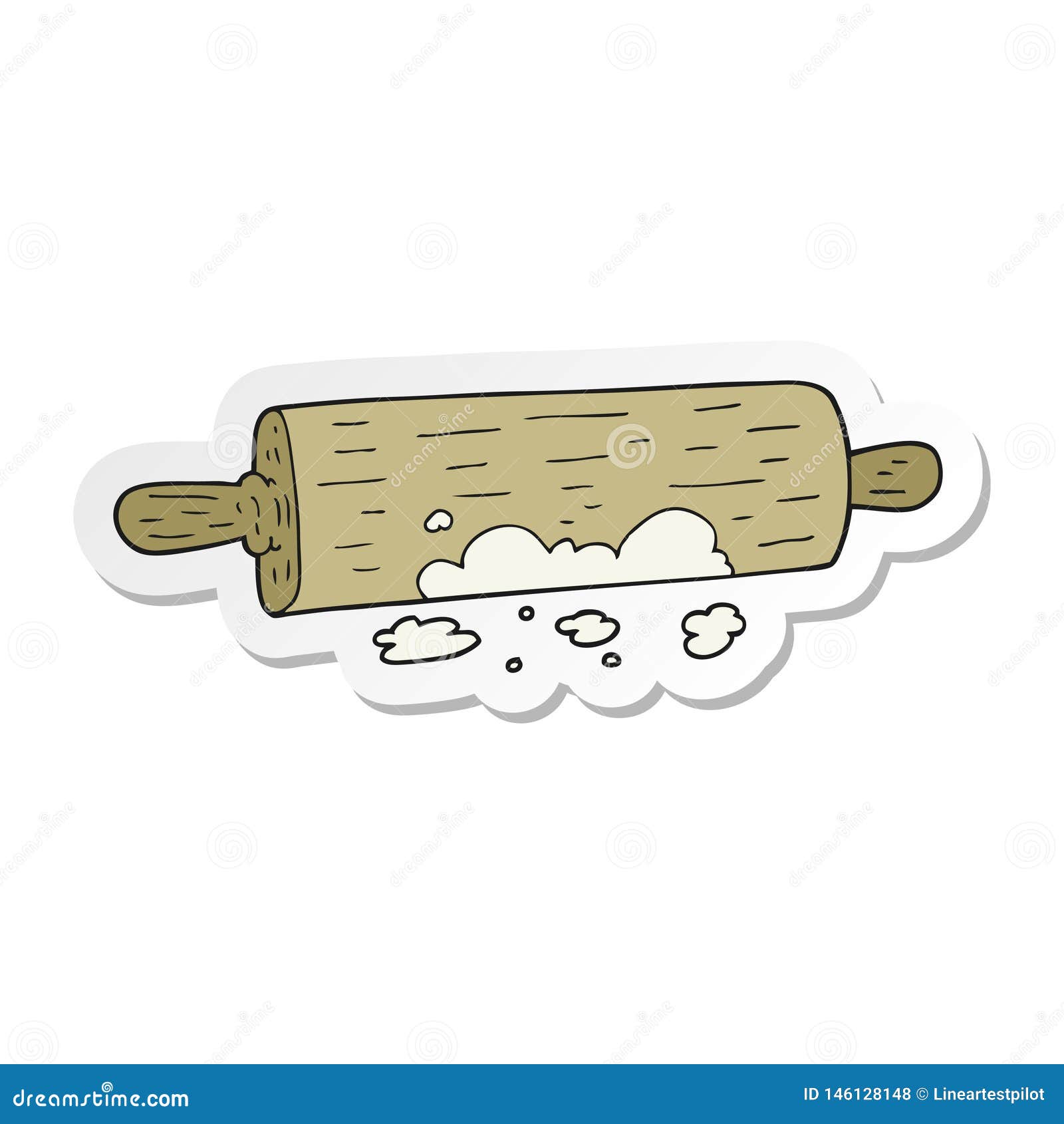 Sticker of a Cartoon Rolling Pin Stock Vector - Illustration of kitchen ...