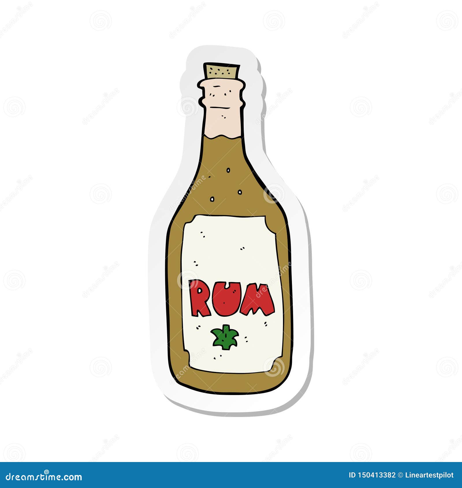 Sticker of a Cartoon Rum Bottle Stock Vector - Illustration of doodle ...