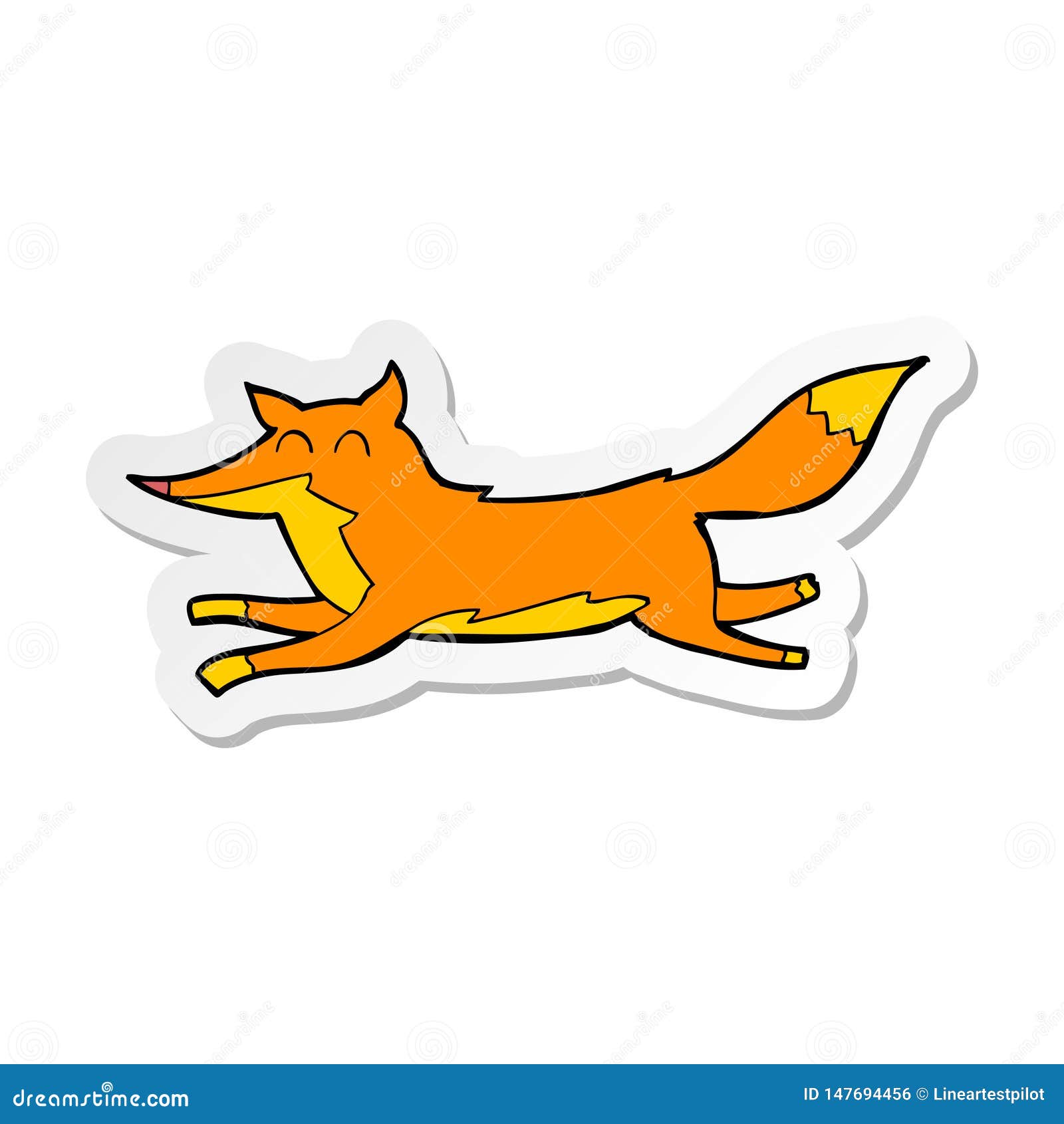 Sticker of a Cartoon Running Fox Stock Vector - Illustration of ...