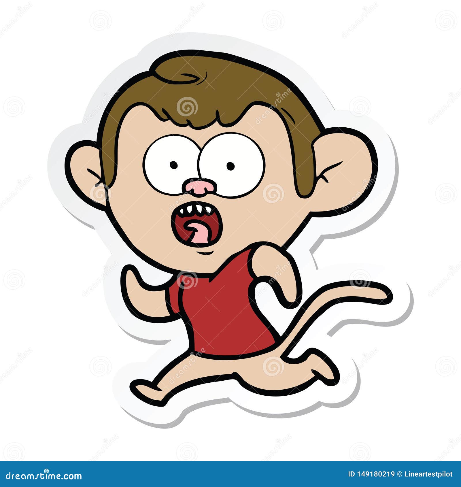 Sticker of a Cartoon Running Monkey Stock Vector - Illustration of ...