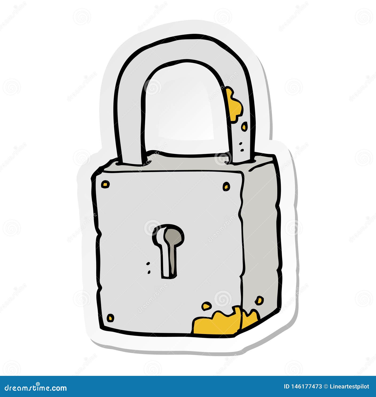 Sticker of a Cartoon Rusty Lock Stock Vector - Illustration of icon ...
