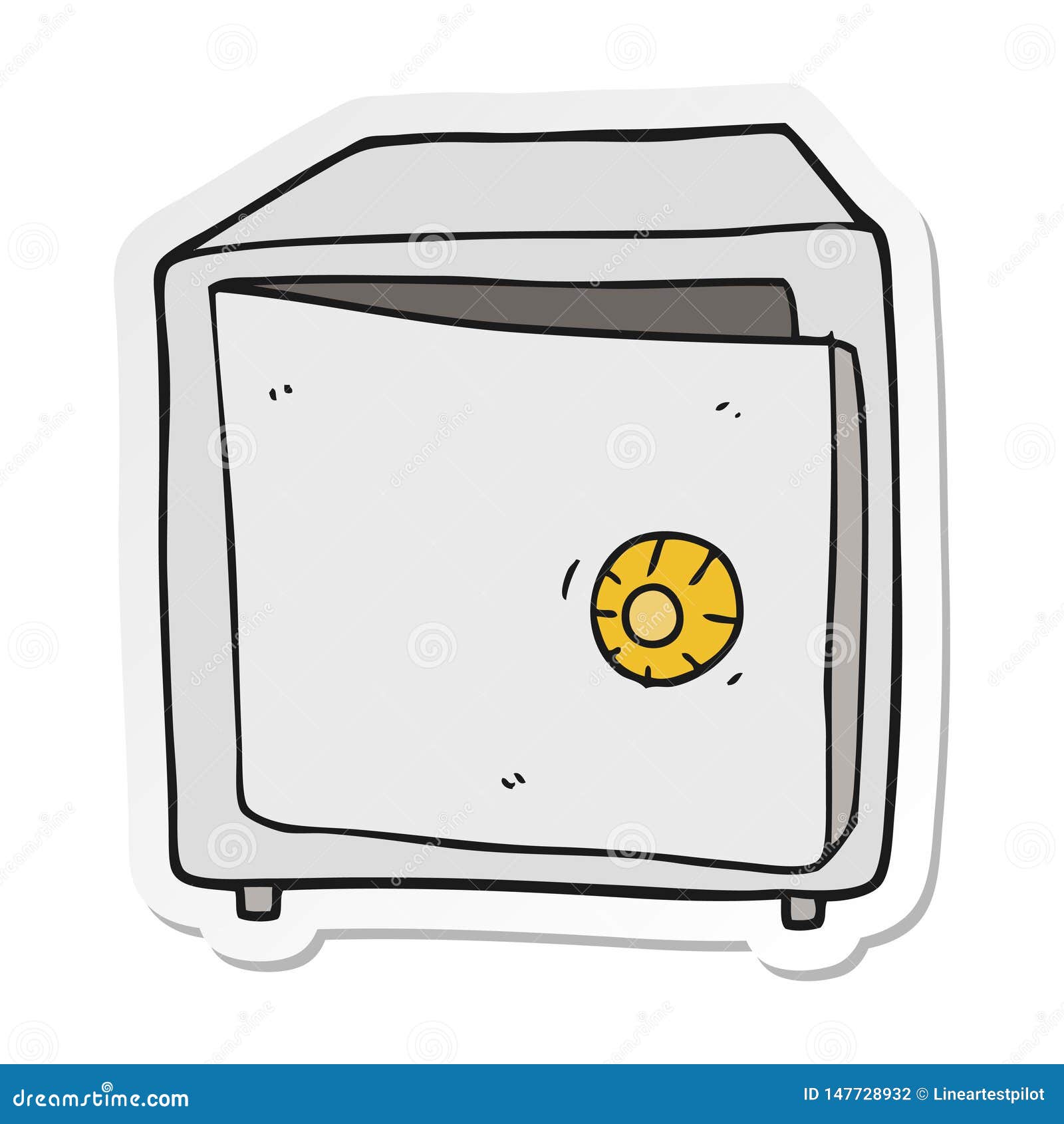 Sticker of a cartoon safe stock vector. Illustration of freehand ...