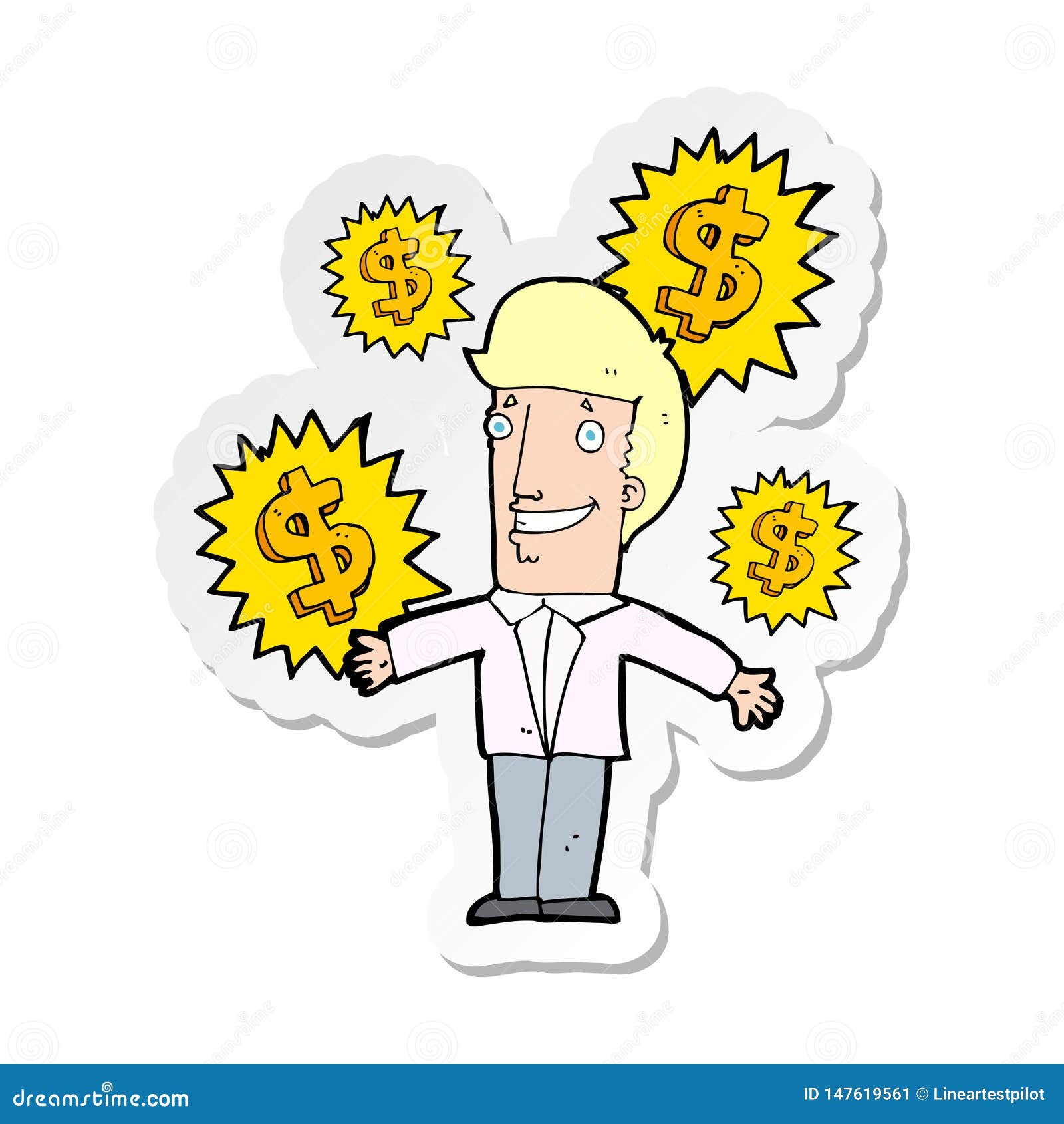 Sticker of a Cartoon Salesman Stock Vector - Illustration of design ...
