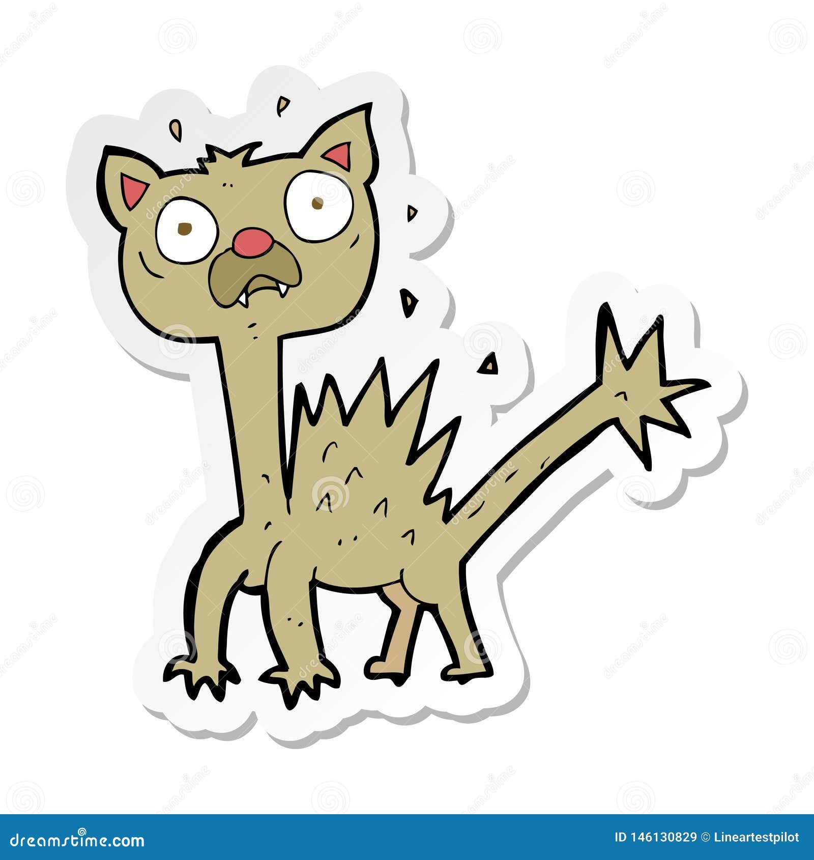 Sticker of a Cartoon Scared Cat Stock Vector - Illustration of hand ...