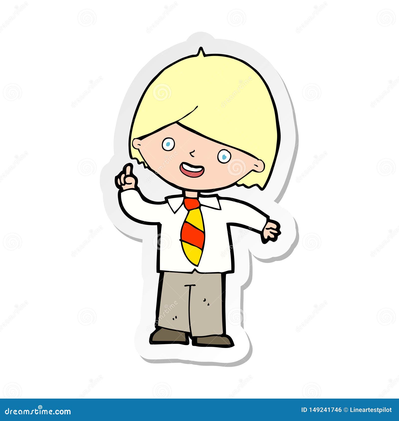 Sticker of a Cartoon School Boy Answering Question Stock Vector ...
