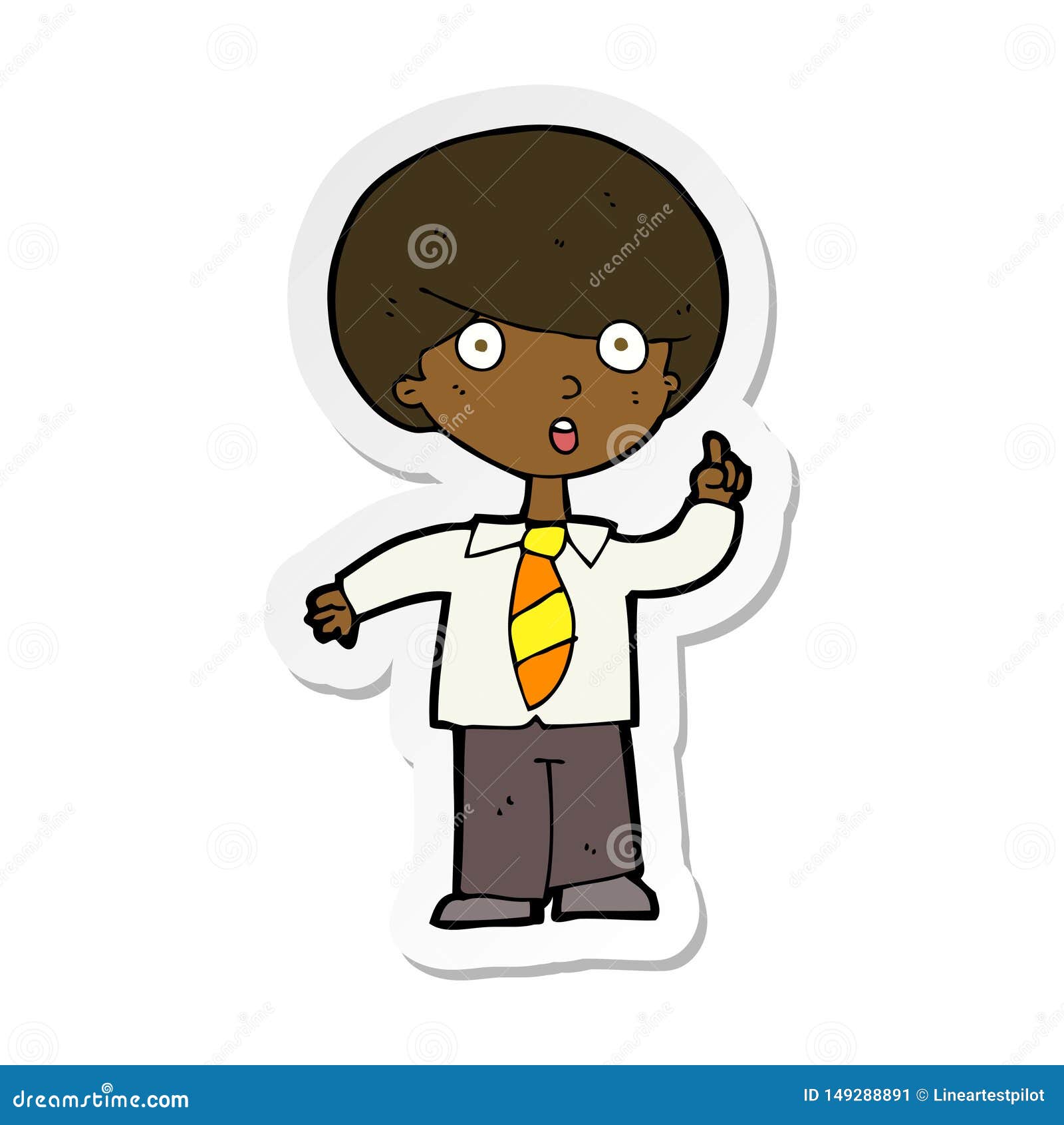 Sticker of a Cartoon School Boy Answering Question Stock Vector ...