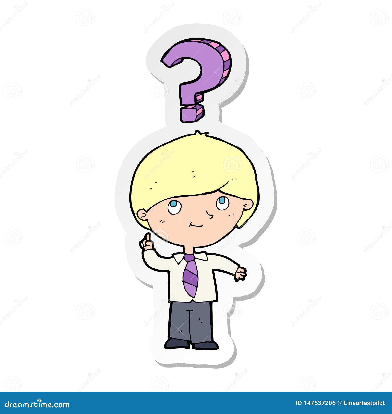 Sticker of a Cartoon School Boy with Question Stock Vector ...