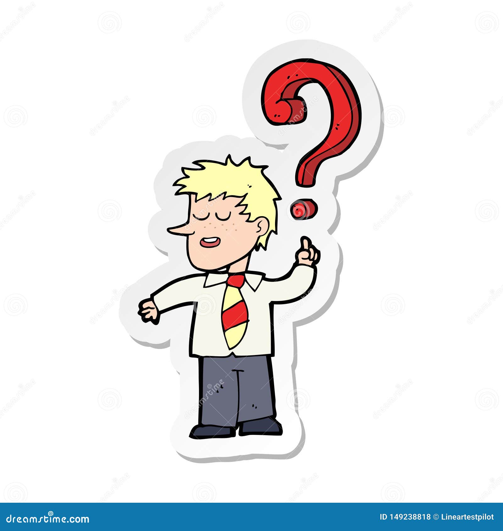 Sticker of a Cartoon School Boy with Question Stock Vector ...