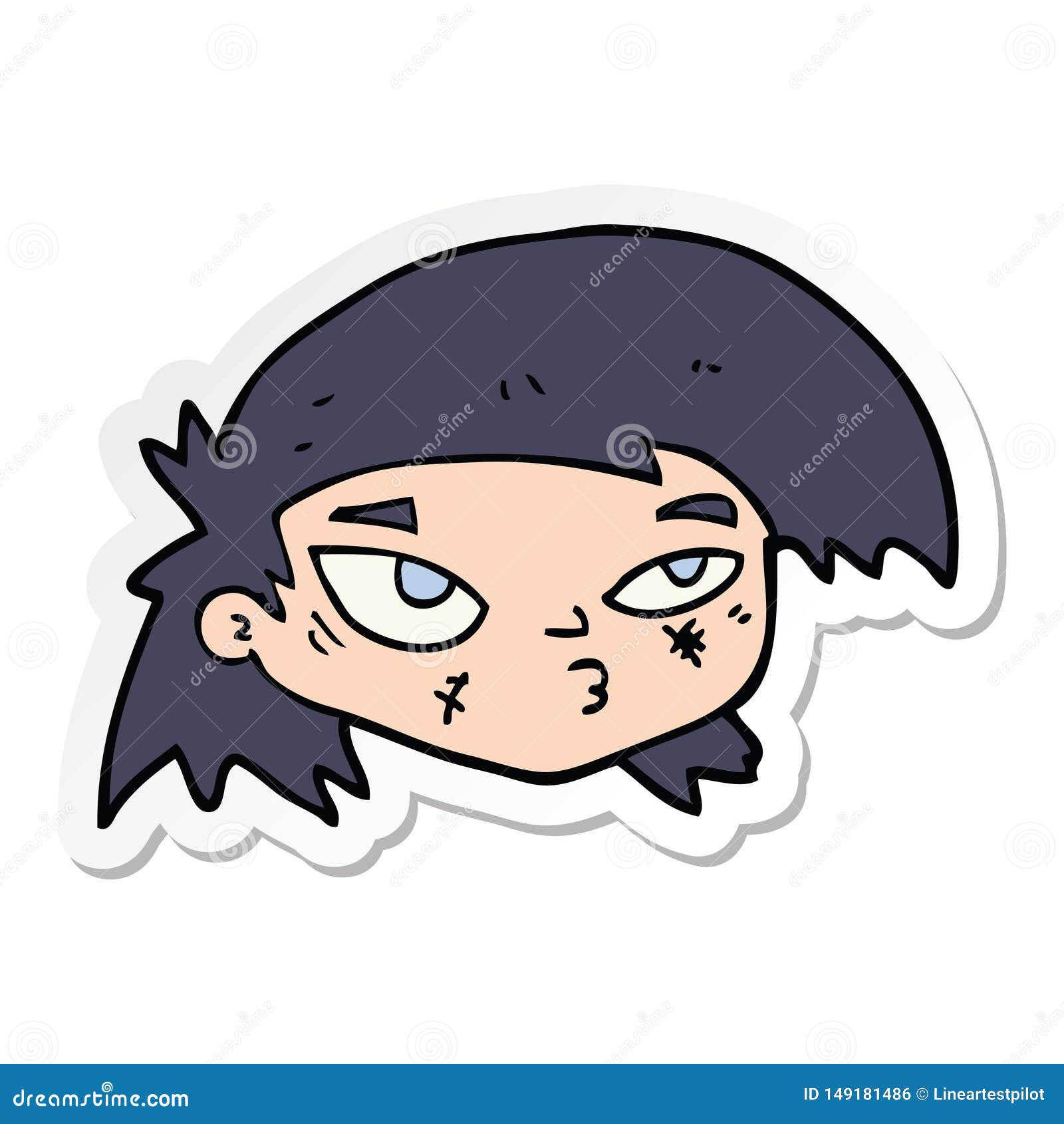 Sticker of a Cartoon Scratched Up Face Stock Vector - Illustration of ...