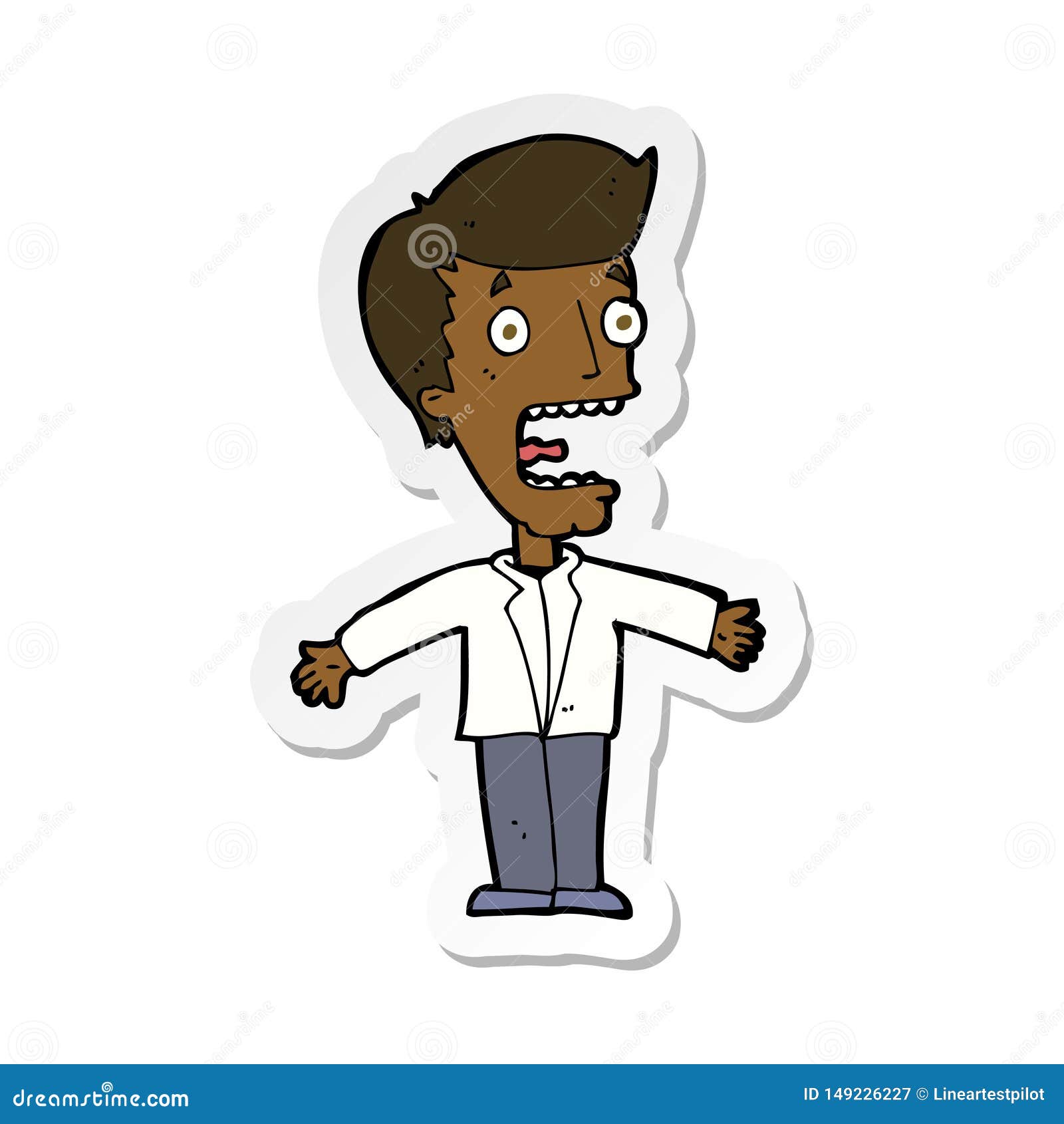 Sticker of a Cartoon Screaming Man Stock Vector - Illustration of silly ...