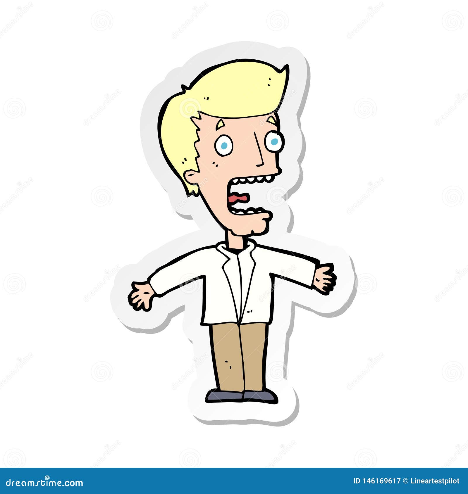 Sticker of a Cartoon Screaming Man Stock Vector - Illustration of ...