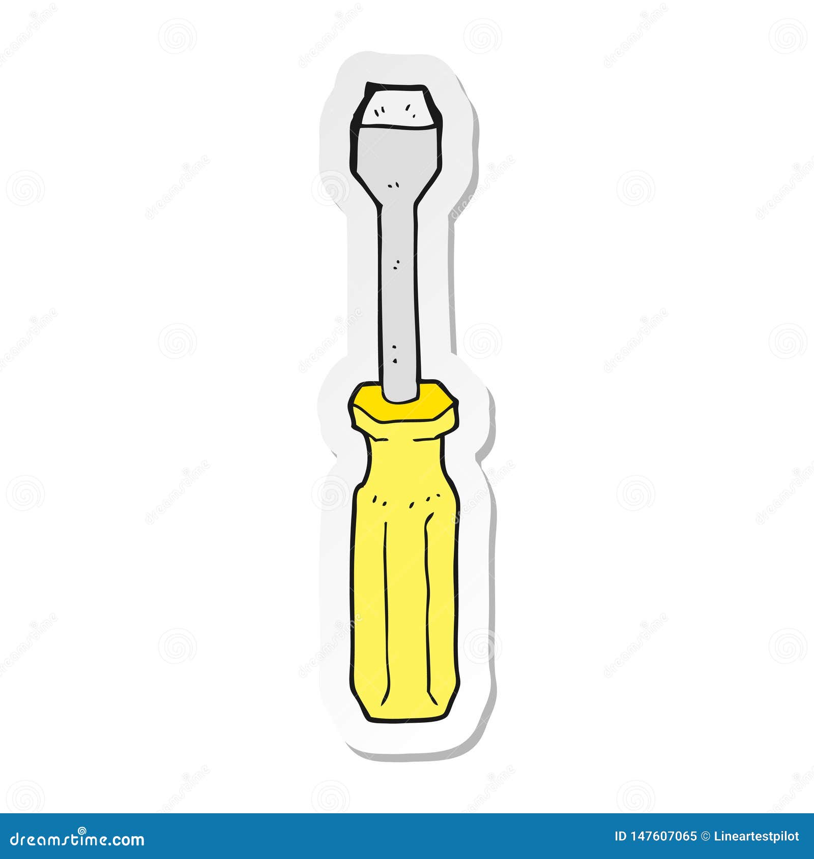 Sticker of a Cartoon Screwdriver Stock Vector - Illustration of doodle ...