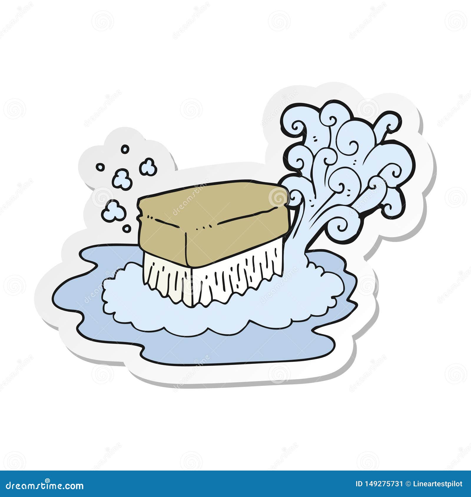 Sticker of a Cartoon Scrubbing Brush Stock Vector - Illustration of ...