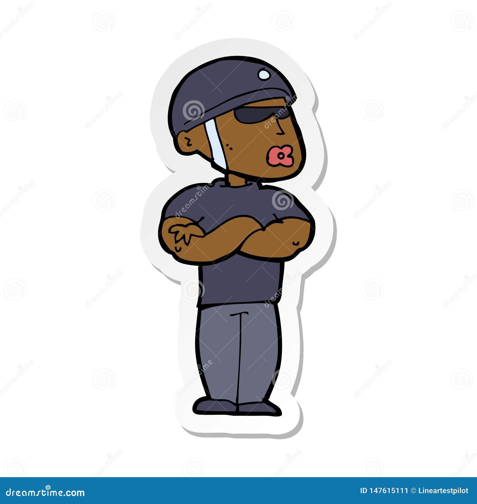 Sticker of a Cartoon Security Guard Stock Vector - Illustration of ...
