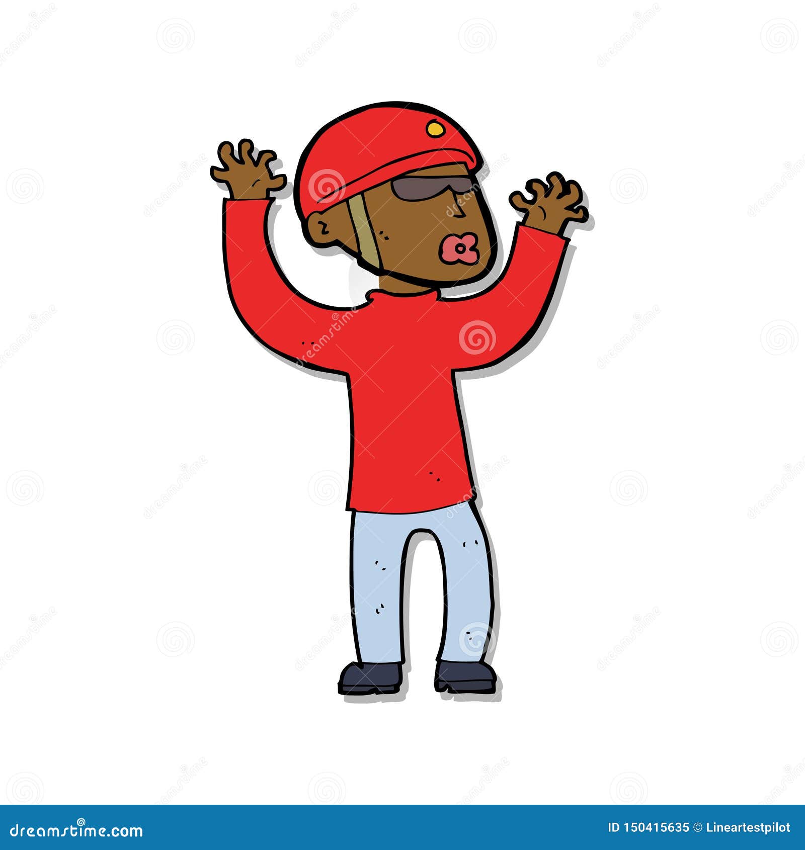 Sticker of a Cartoon Security Man Panicking Stock Vector - Illustration ...
