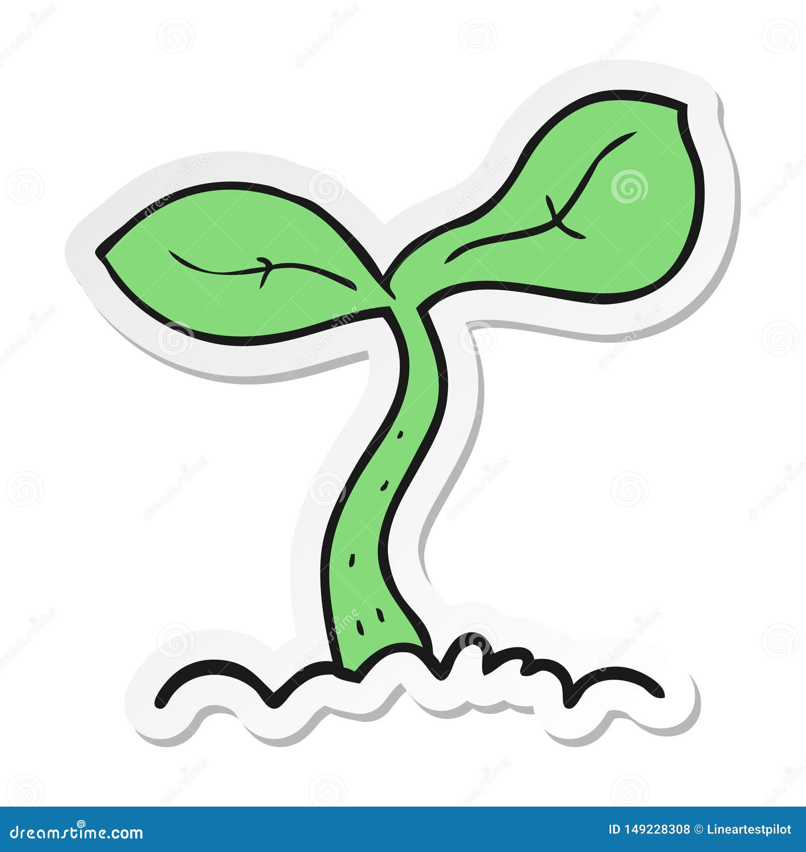 Sticker of a Cartoon Seedling Growing Stock Vector - Illustration of ...