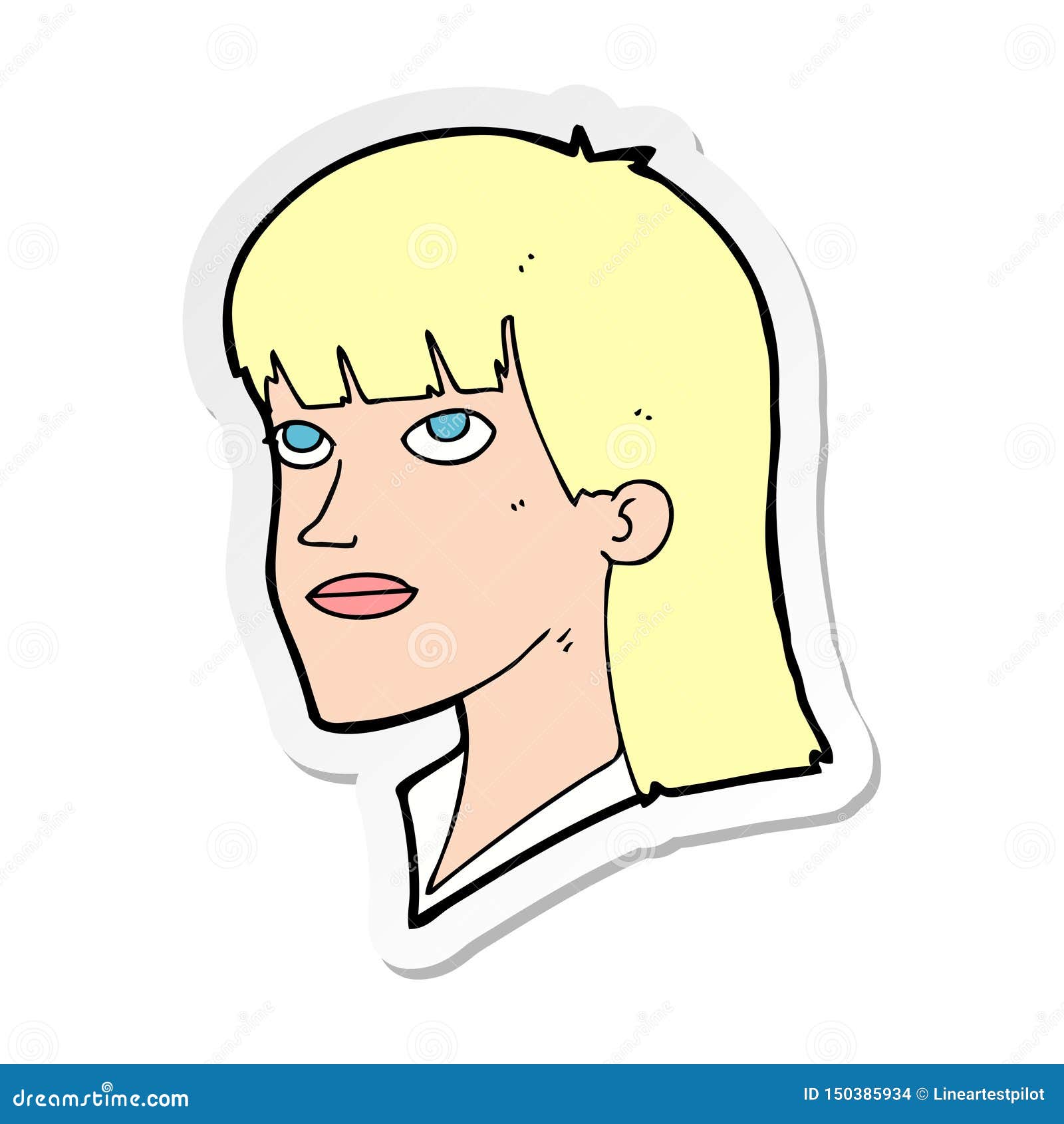 Sticker of a Cartoon Serious Woman Stock Vector - Illustration of retro ...