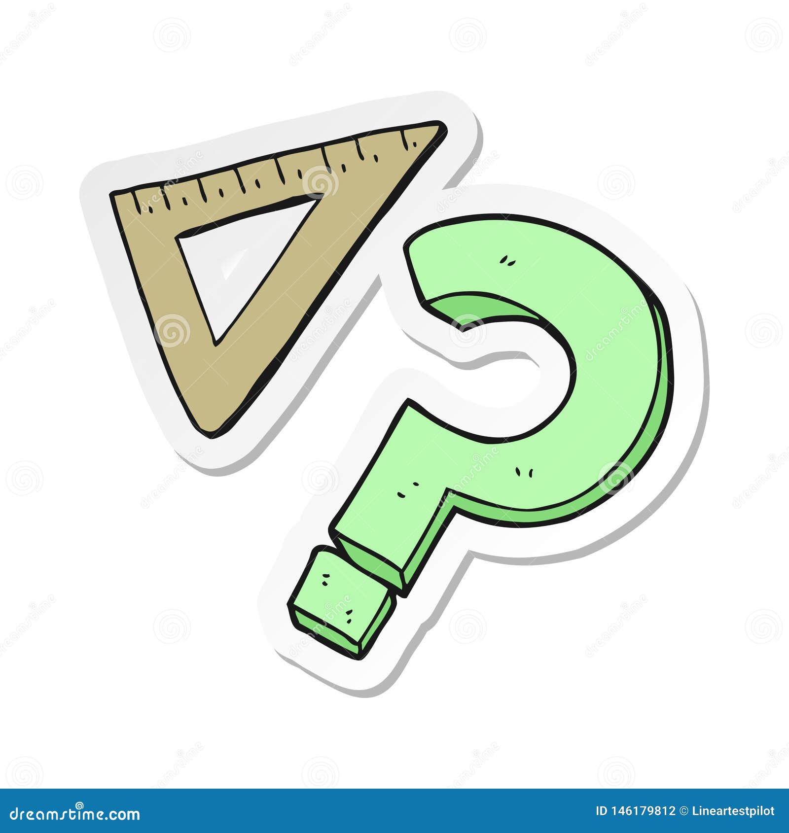 Sticker of a Cartoon Set Square Stock Vector - Illustration of drawn ...