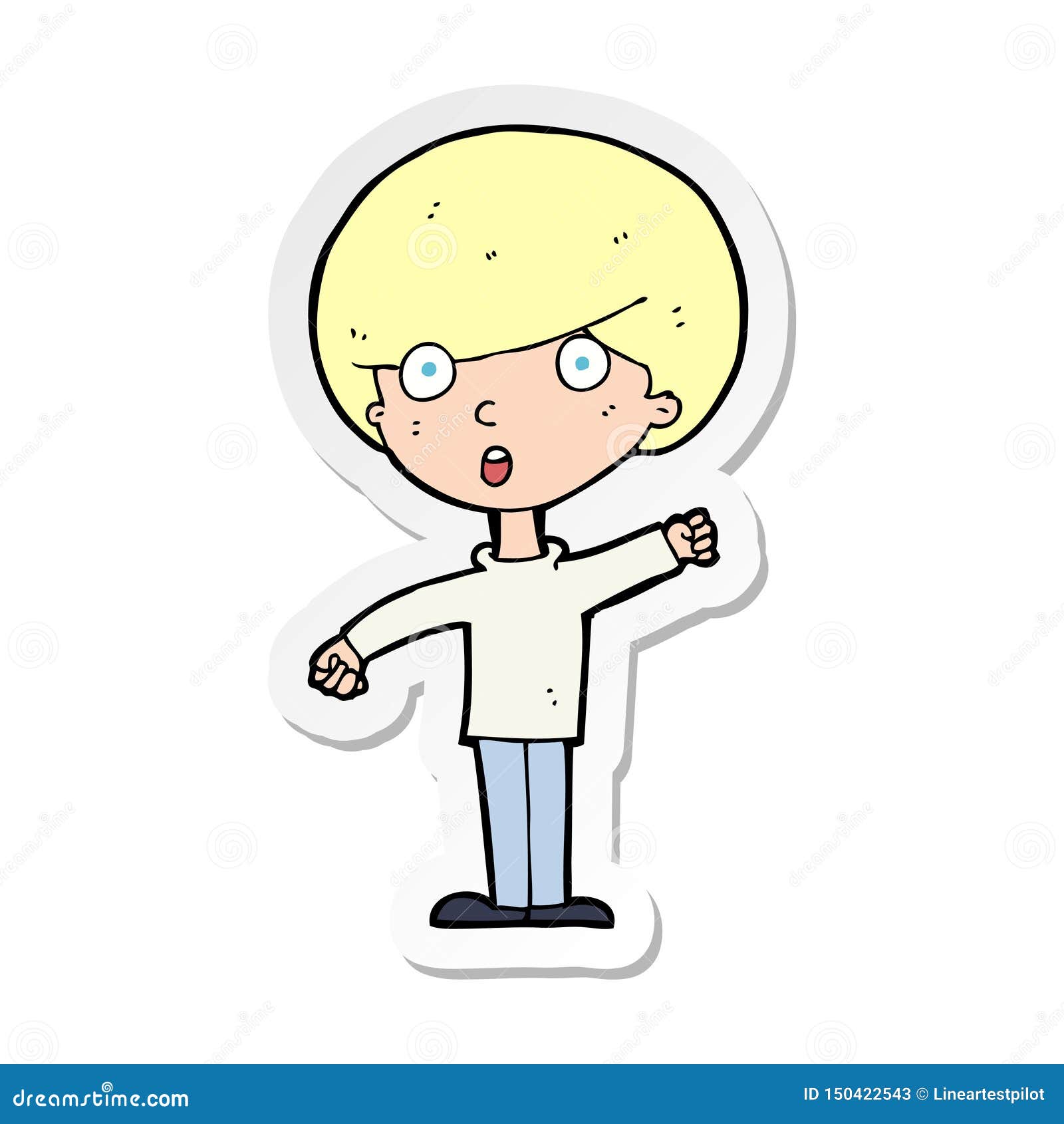Sticker of a Cartoon Shocked Boy Stock Vector - Illustration of line ...