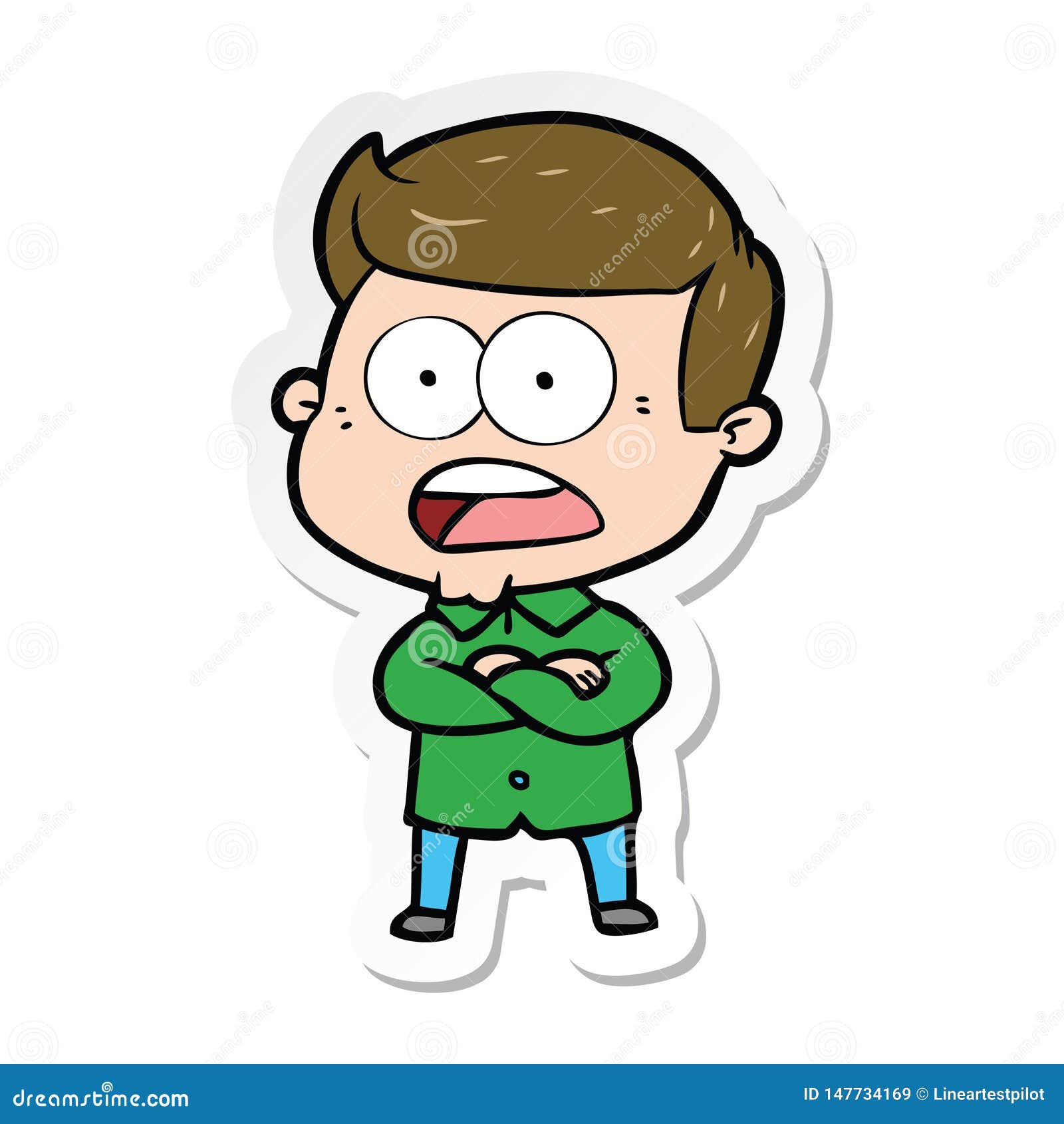 Sticker of a Cartoon Shocked Man Stock Vector - Illustration of label ...