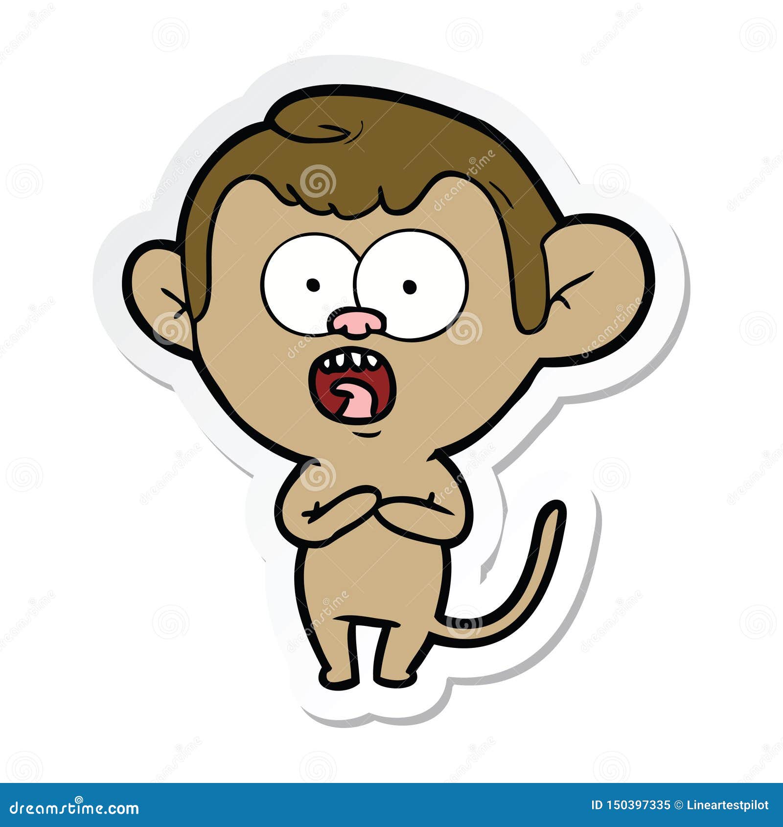 Sticker of a Cartoon Shocked Monkey Stock Vector - Illustration of ...