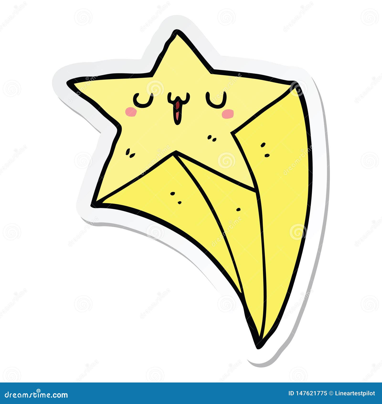 Sticker of a Cartoon Shooting Star Stock Vector - Illustration of cute ...
