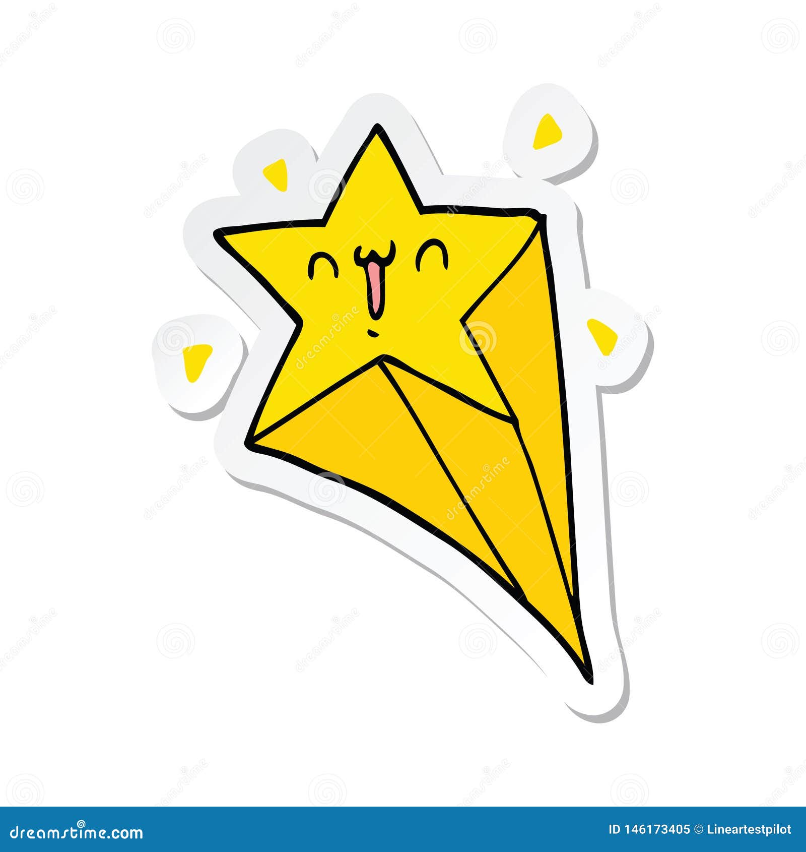 Sticker of a Cartoon Shooting Star Stock Vector - Illustration of funny ...