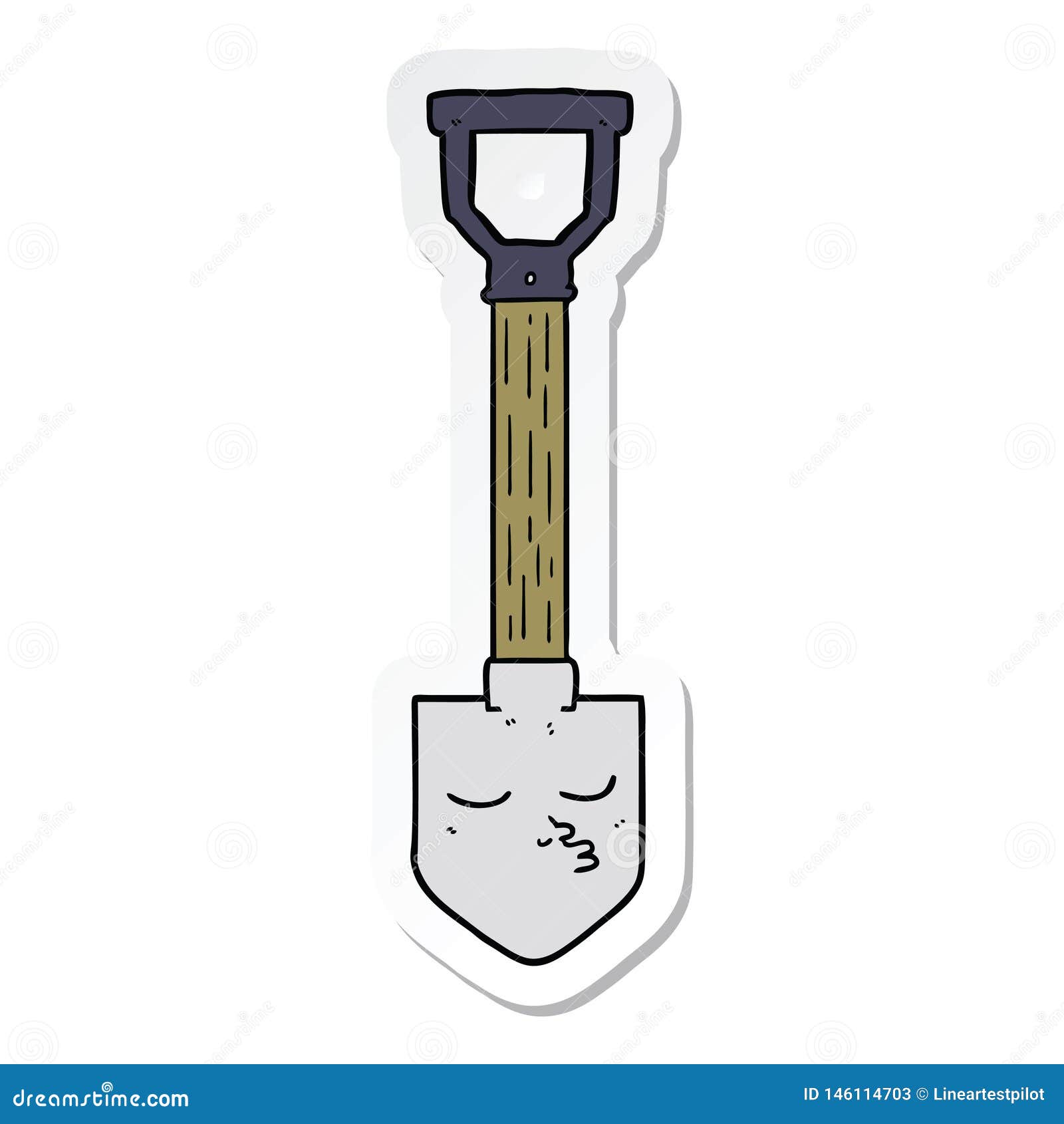 Sticker of a Cartoon Shovel Stock Vector - Illustration of cute, retro ...