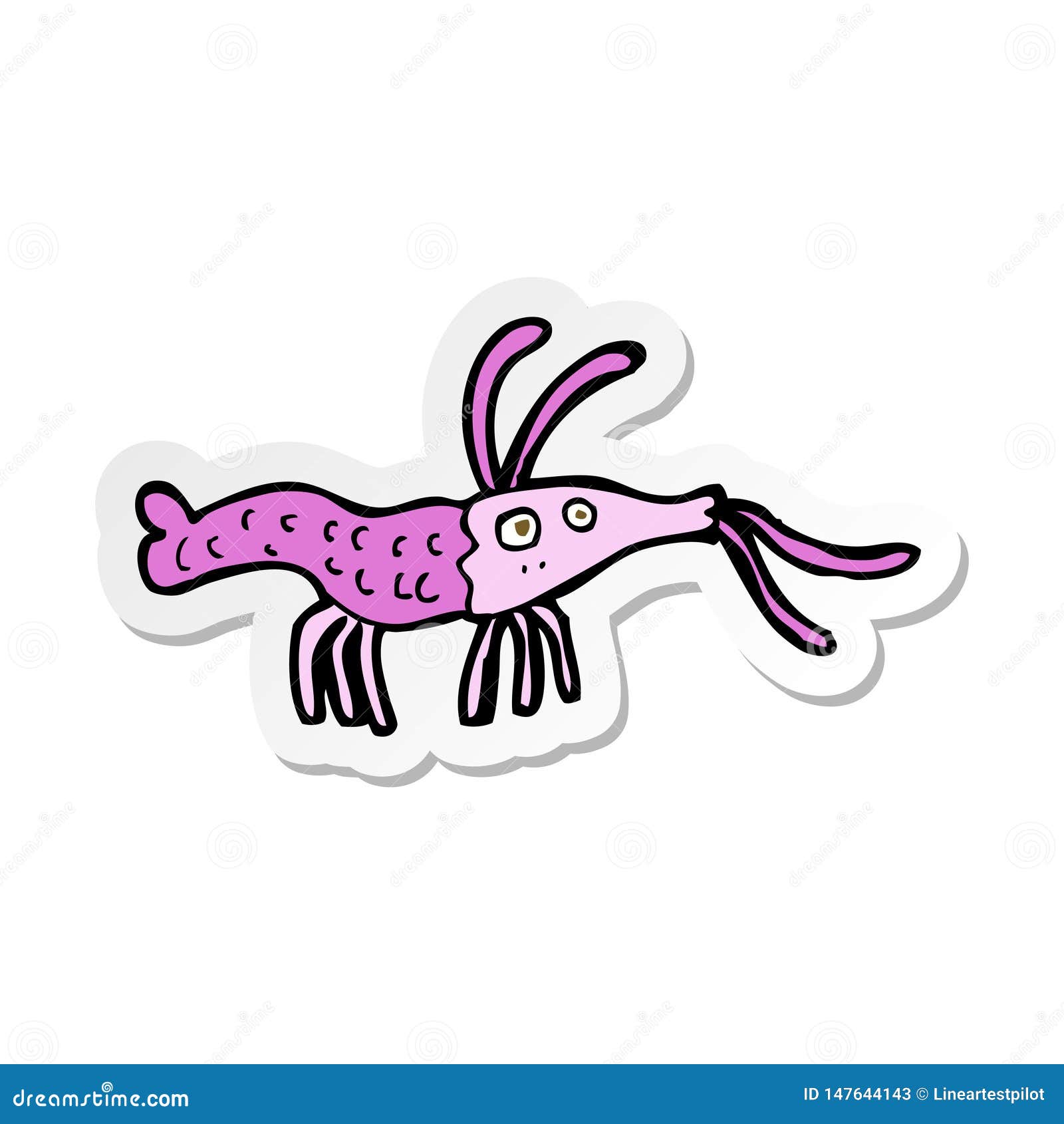 Sticker of a Cartoon Shrimp Stock Vector - Illustration of sticker ...
