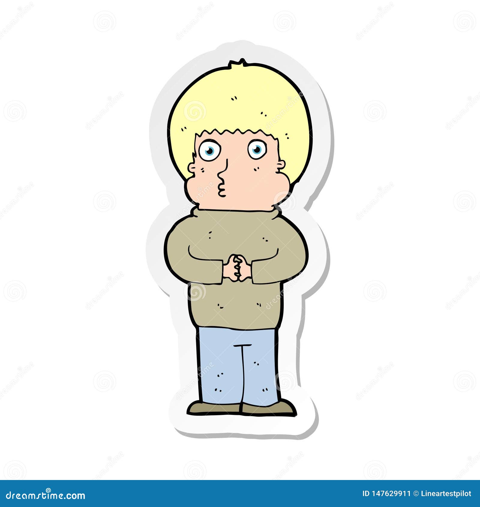 Sticker of a Cartoon Shy Boy Stock Vector - Illustration of doodle ...