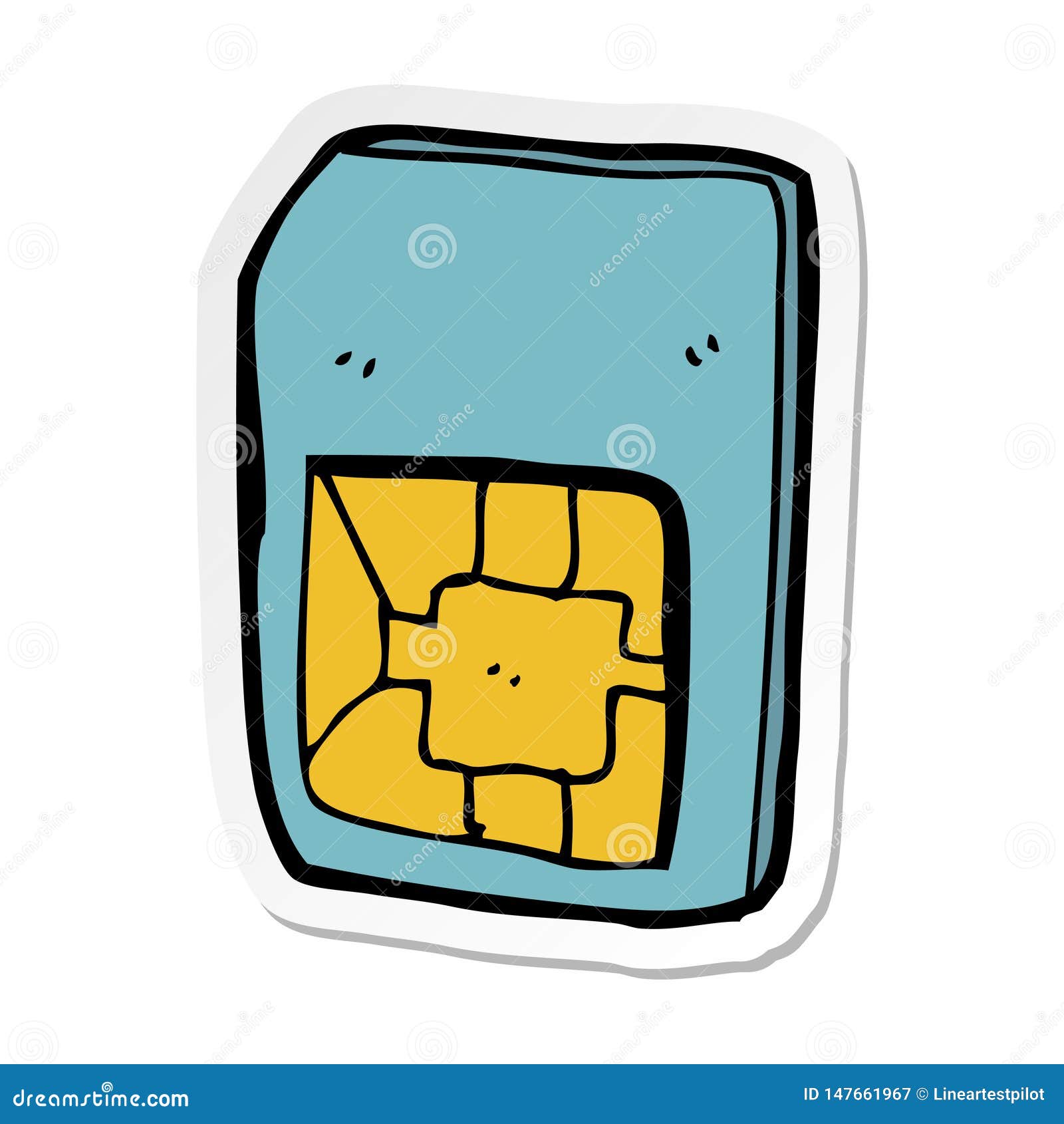 Sticker of a Cartoon Sim Card Stock Vector - Illustration of hand, icon ...