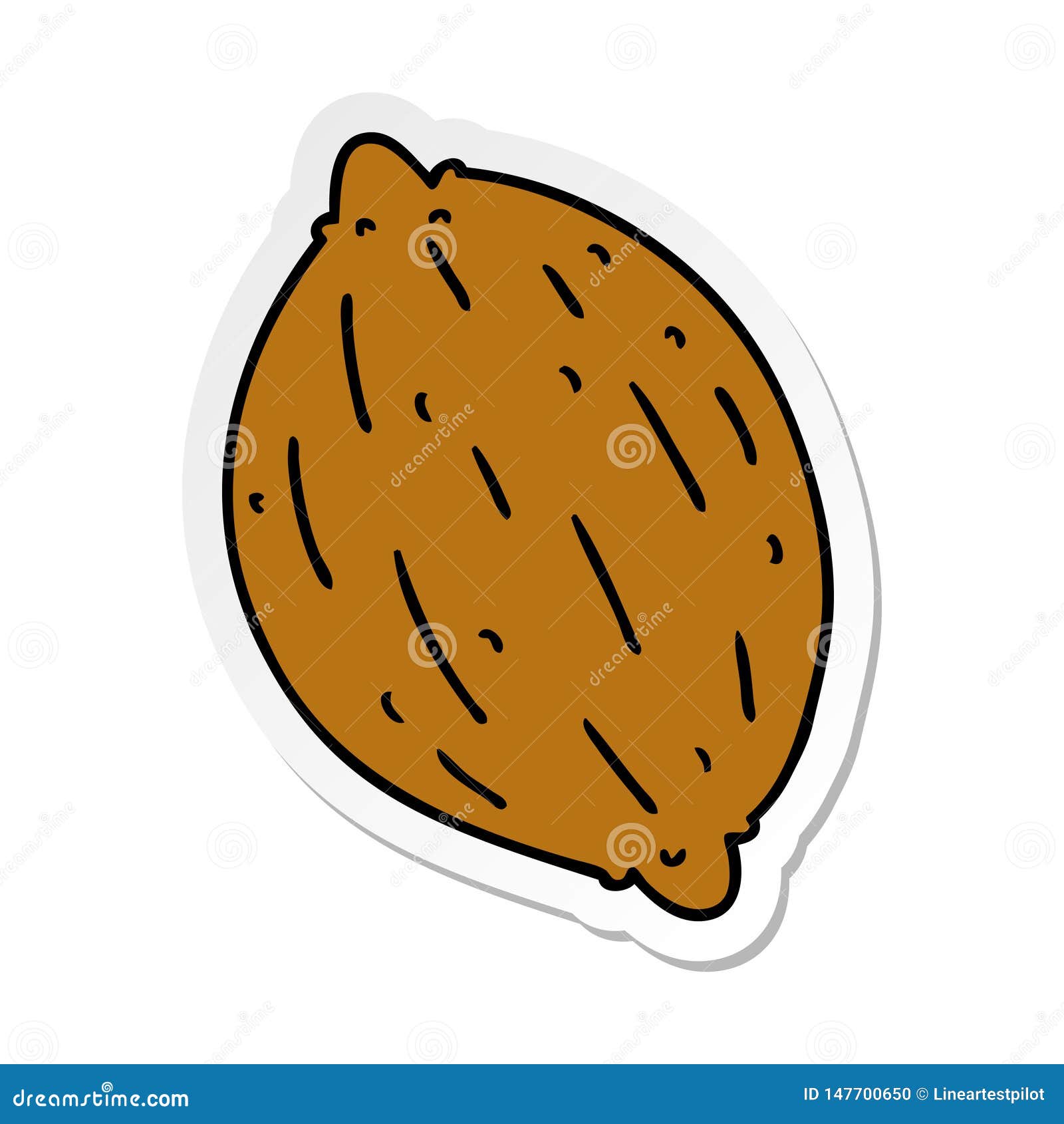 Sticker Cartoon of a Single Walnut Stock Vector - Illustration of ...