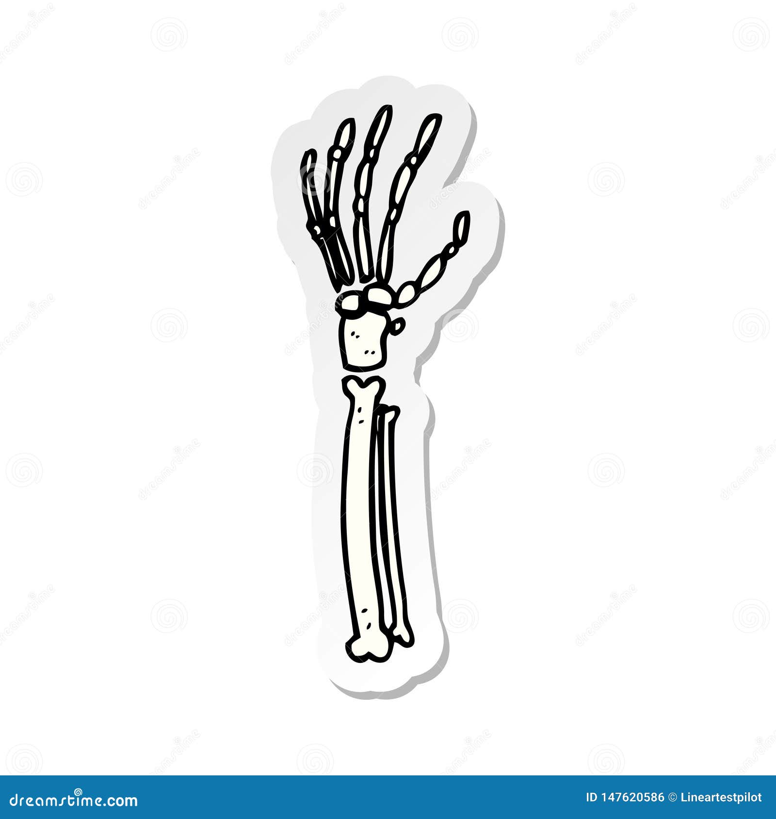 Sticker of a Cartoon Skeleton Hand Stock Vector - Illustration of drawn ...