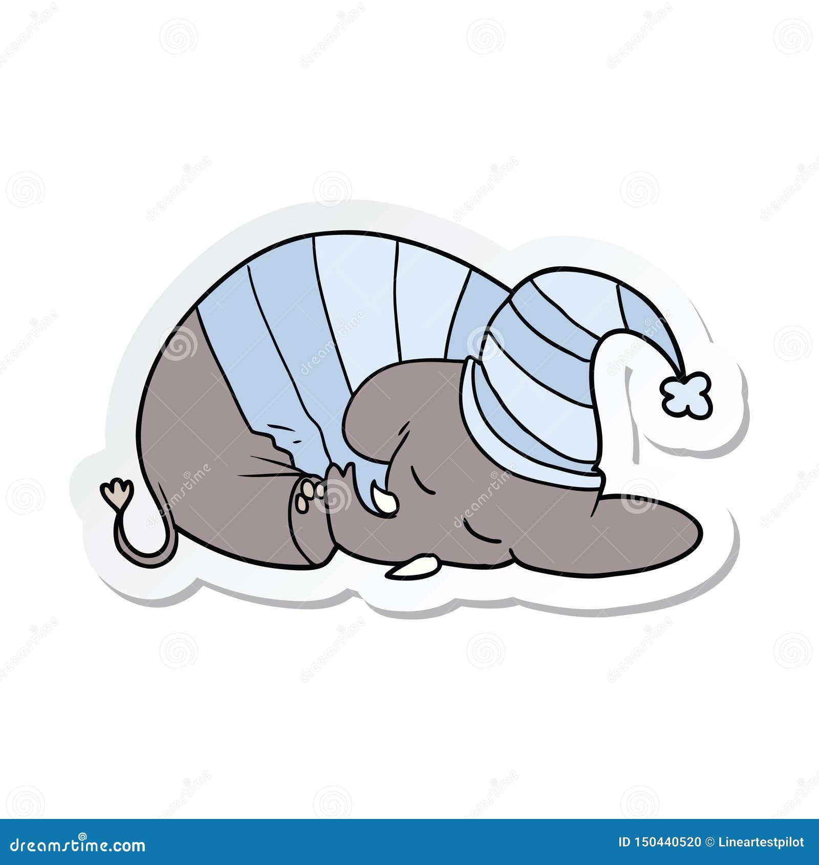 Sticker of a Cartoon Sleeping Elephant in Pajamas Stock Vector ...