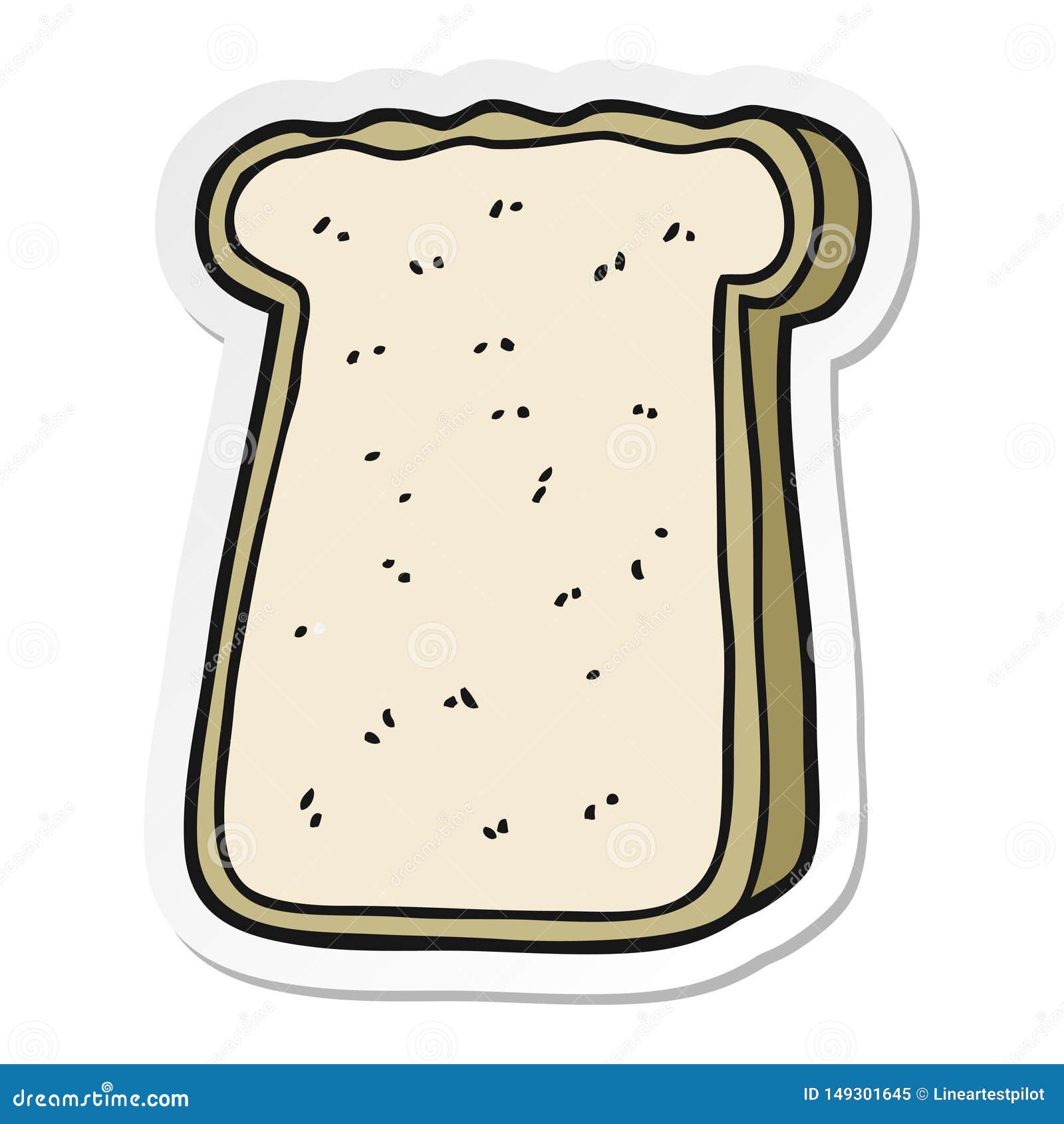 Sticker of a Cartoon Slice of Toast Stock Vector - Illustration of cute ...