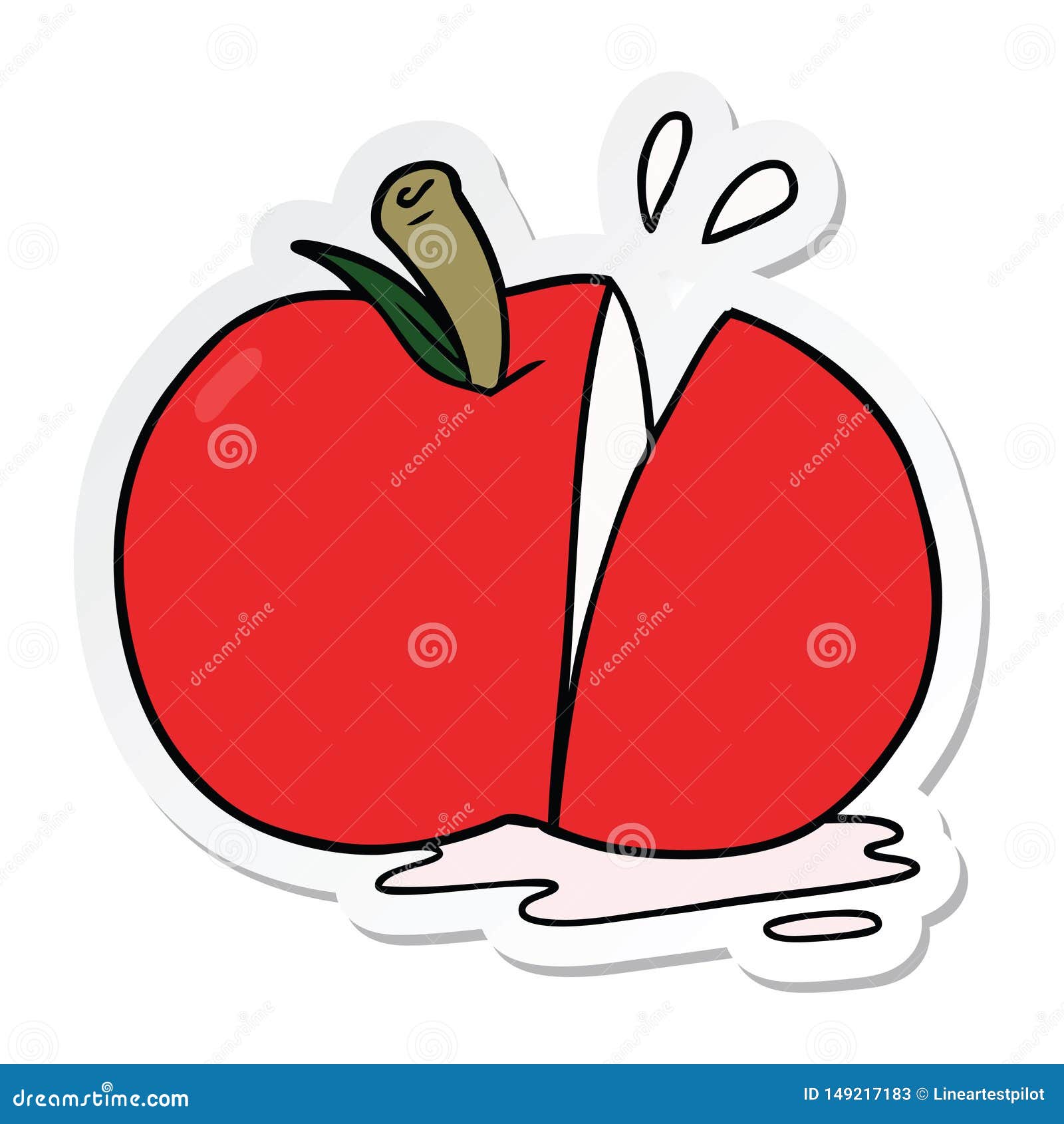 Sticker of a Cartoon Sliced Apple Stock Vector - Illustration of quirky ...