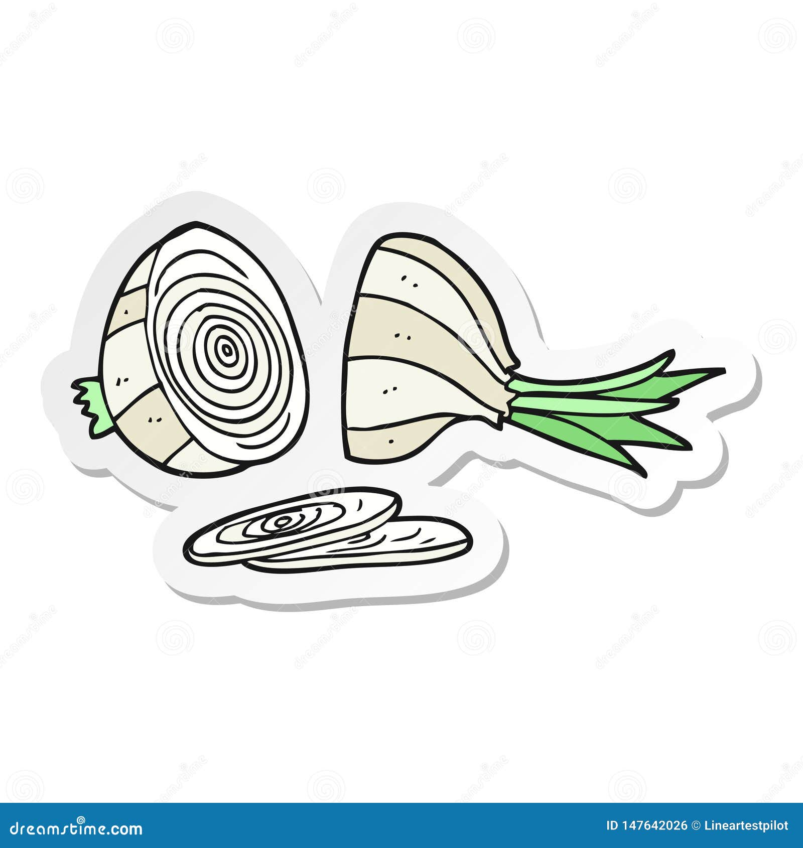 Sticker of a Cartoon Sliced Onion Stock Vector - Illustration of ...