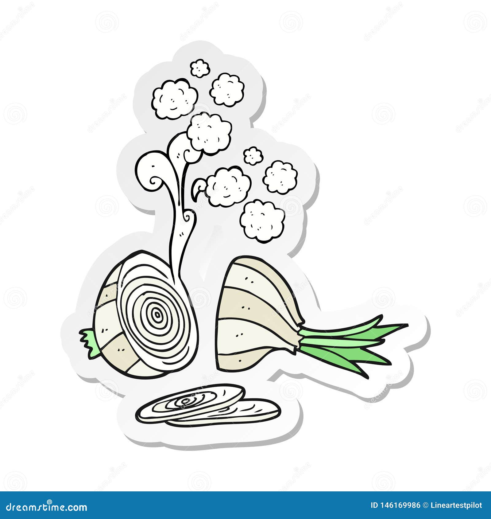 Sticker of a Cartoon Sliced Onion Stock Vector - Illustration of ...