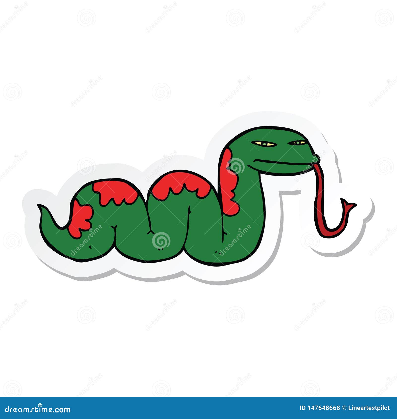 Sticker of a Cartoon Slithering Snake Stock Vector - Illustration of ...