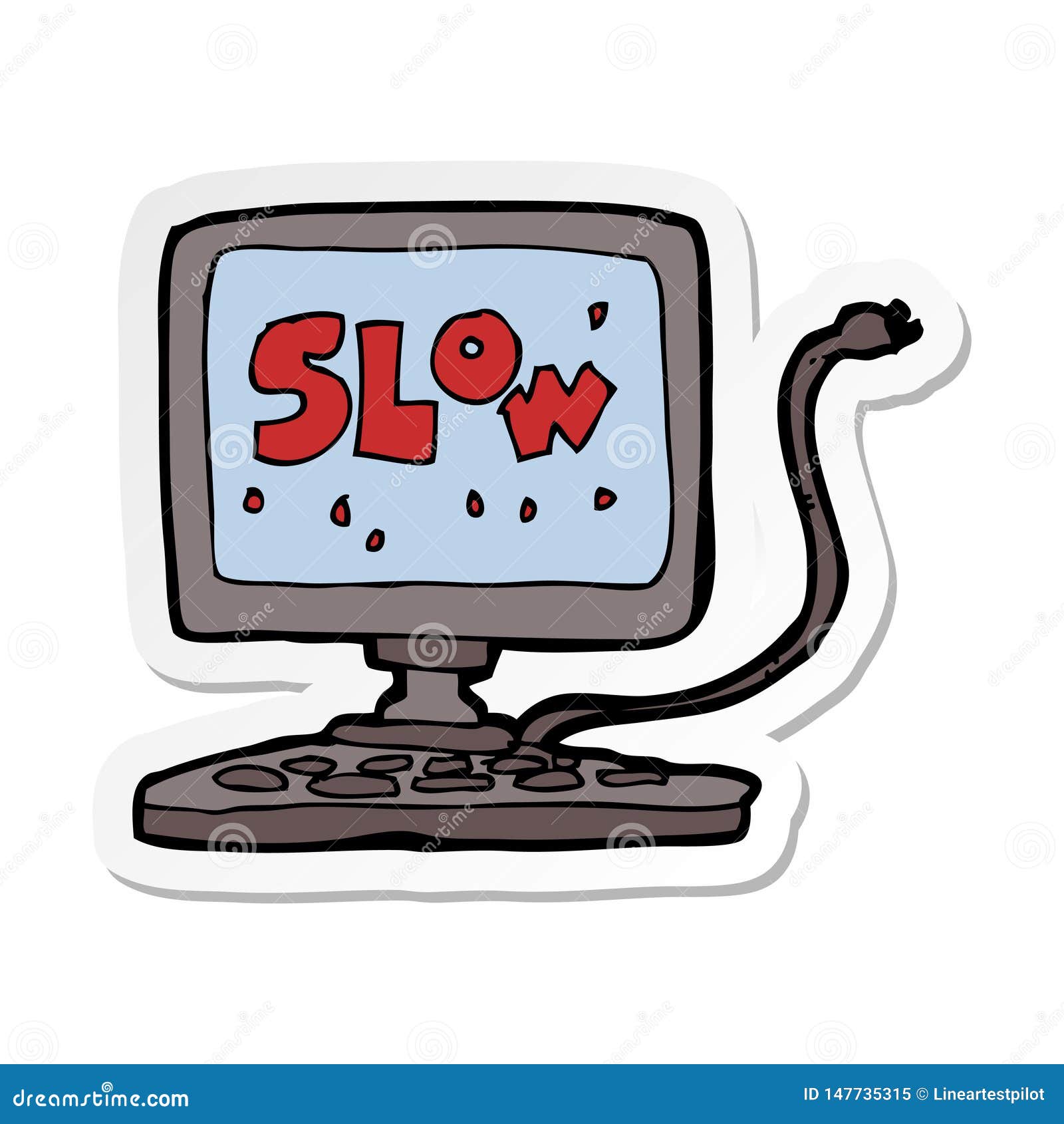 Sticker of a Cartoon Slow Computer Stock Vector - Illustration of ...