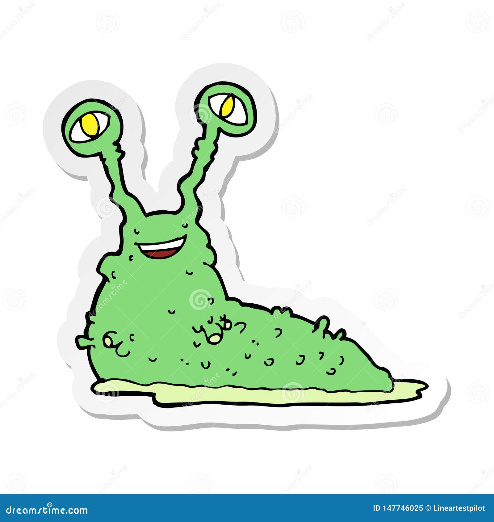 Sticker of a cartoon slug stock vector. Illustration of cheerful ...