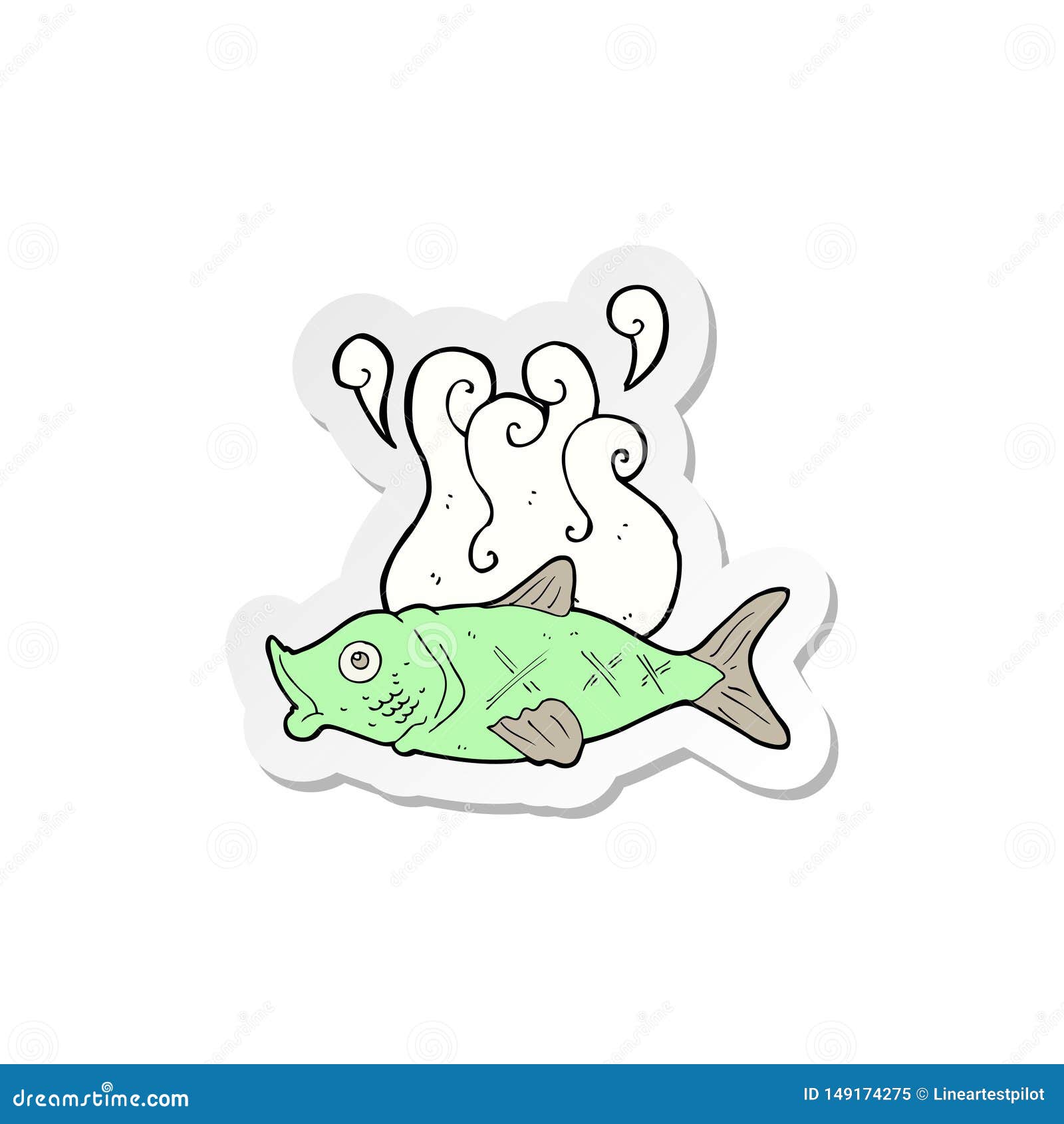 Sticker of a Cartoon Smelly Fish Stock Vector - Illustration of icon ...