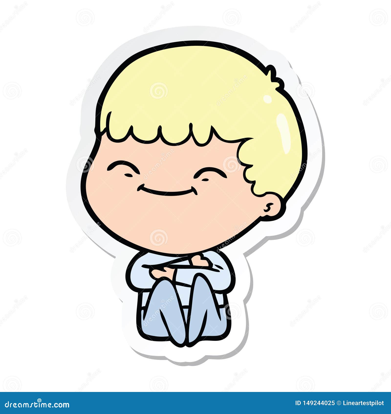 Sticker of a Cartoon Smiling Boy Stock Vector - Illustration of funny ...