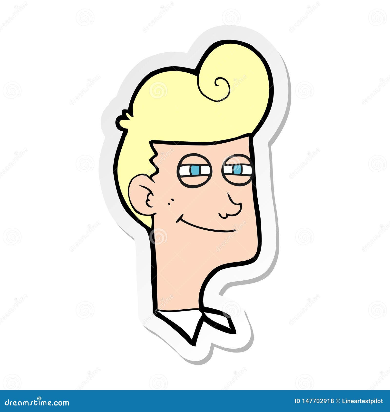 Sticker of a Cartoon Smiling Man Stock Vector - Illustration of cute ...