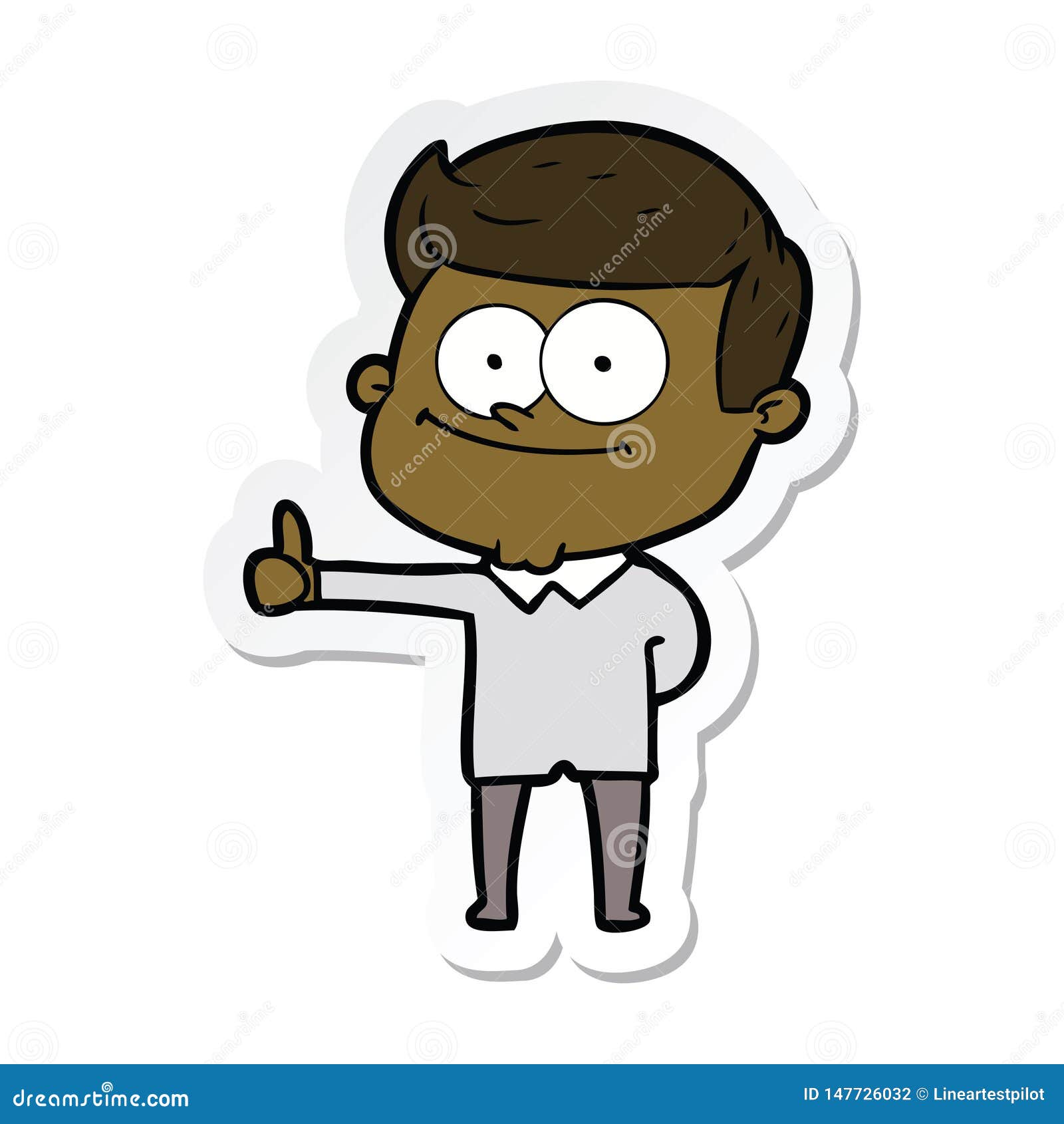 Sticker of a Cartoon Smiling Man Stock Vector - Illustration of drawn ...