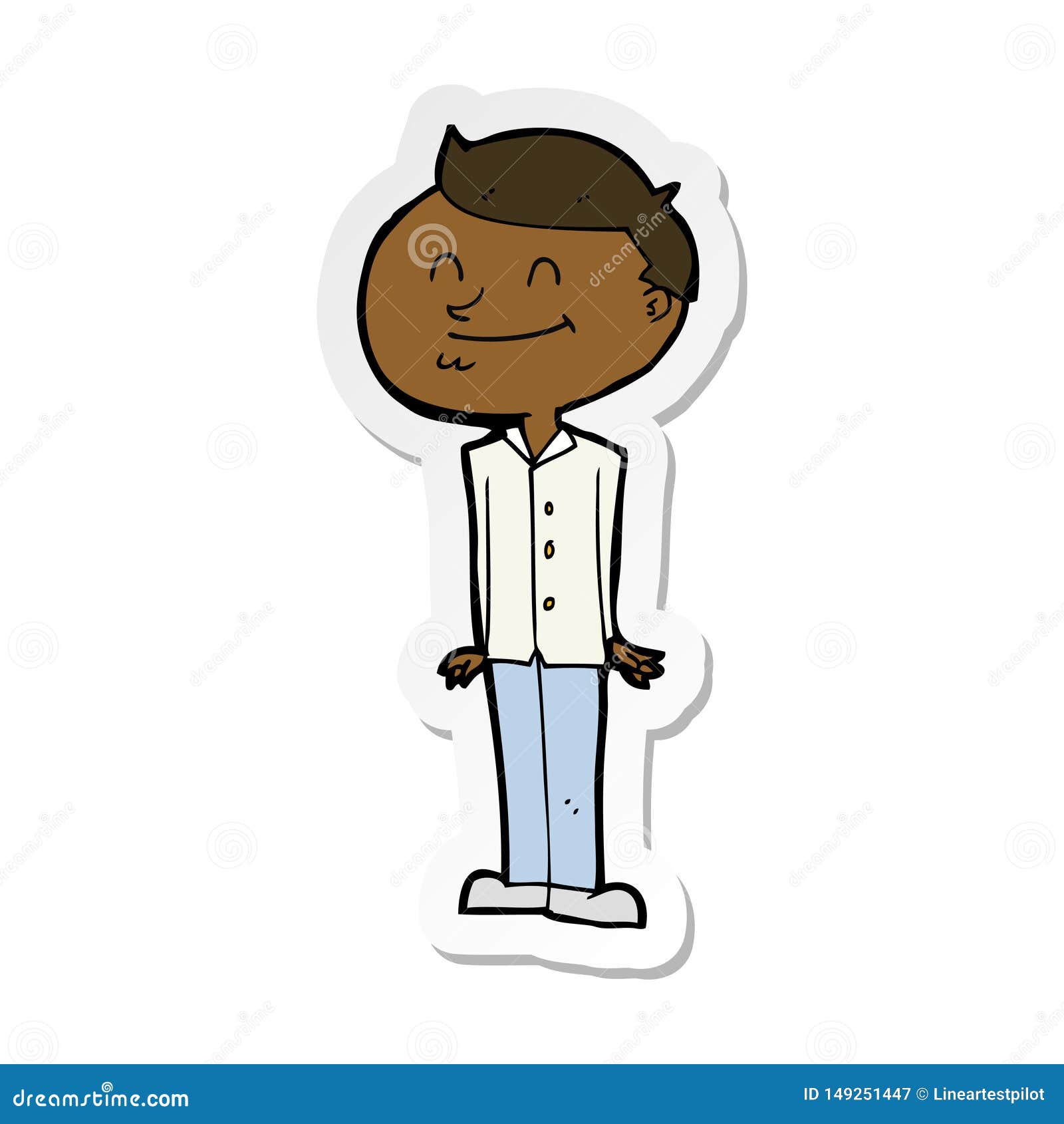 Sticker of a Cartoon Smiling Man Stock Vector - Illustration of funny ...