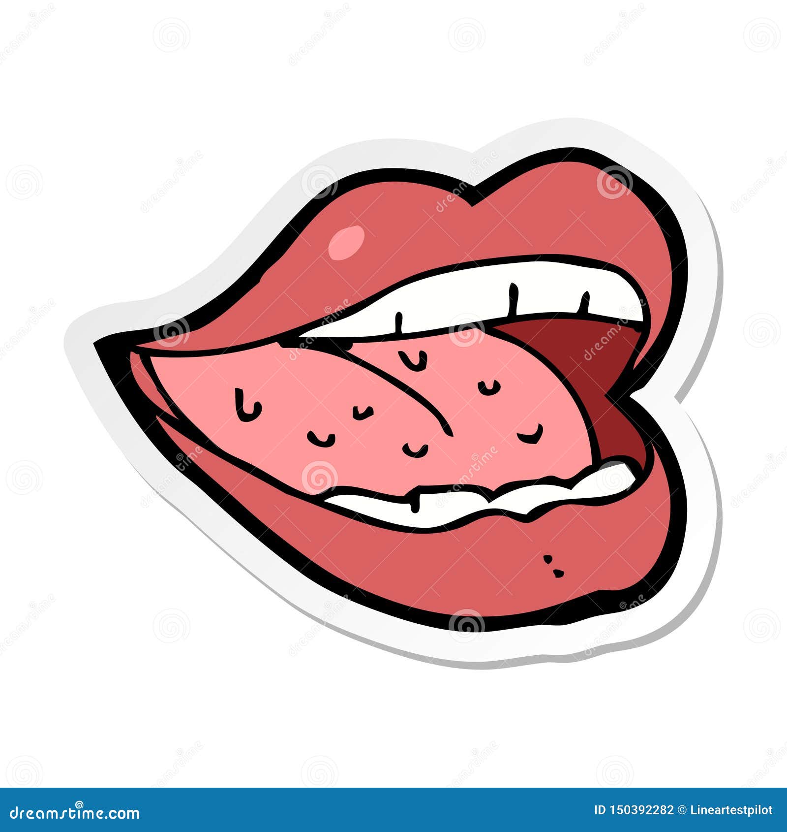Sticker of a Cartoon Smiling Mouth Stock Vector - Illustration of ...