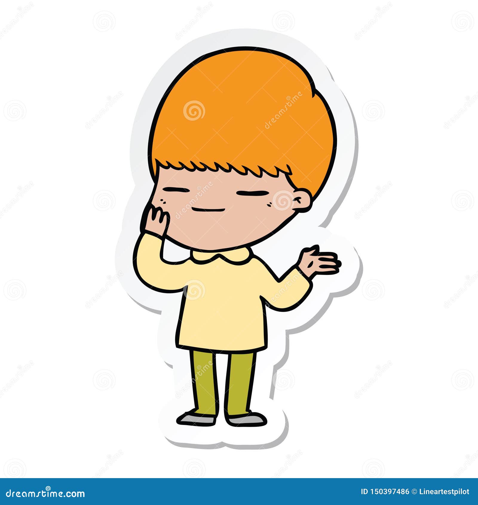 Sticker of a Cartoon Smug Boy Stock Vector - Illustration of character ...
