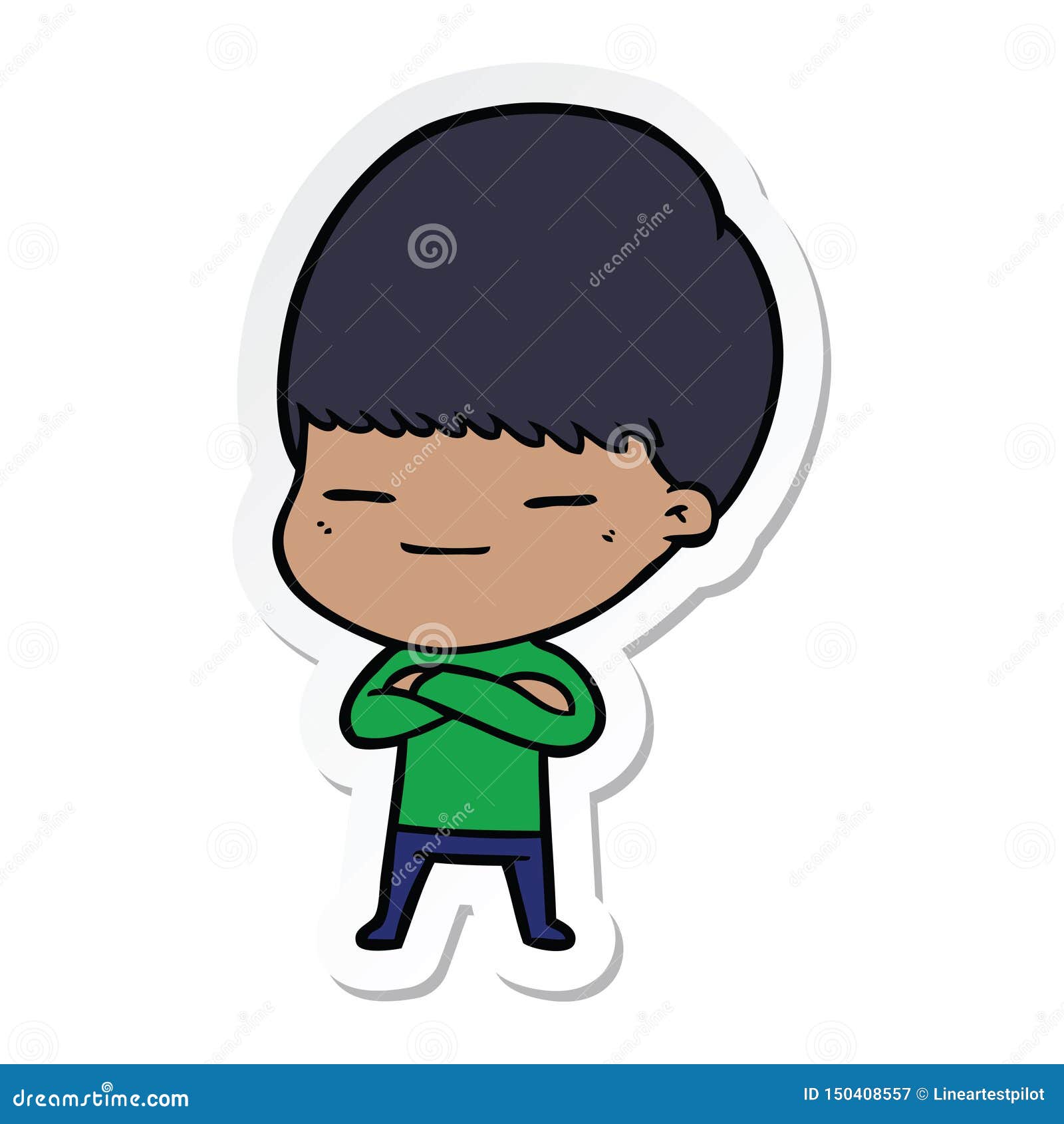 Sticker of a Cartoon Smug Boy Stock Vector - Illustration of quirky ...